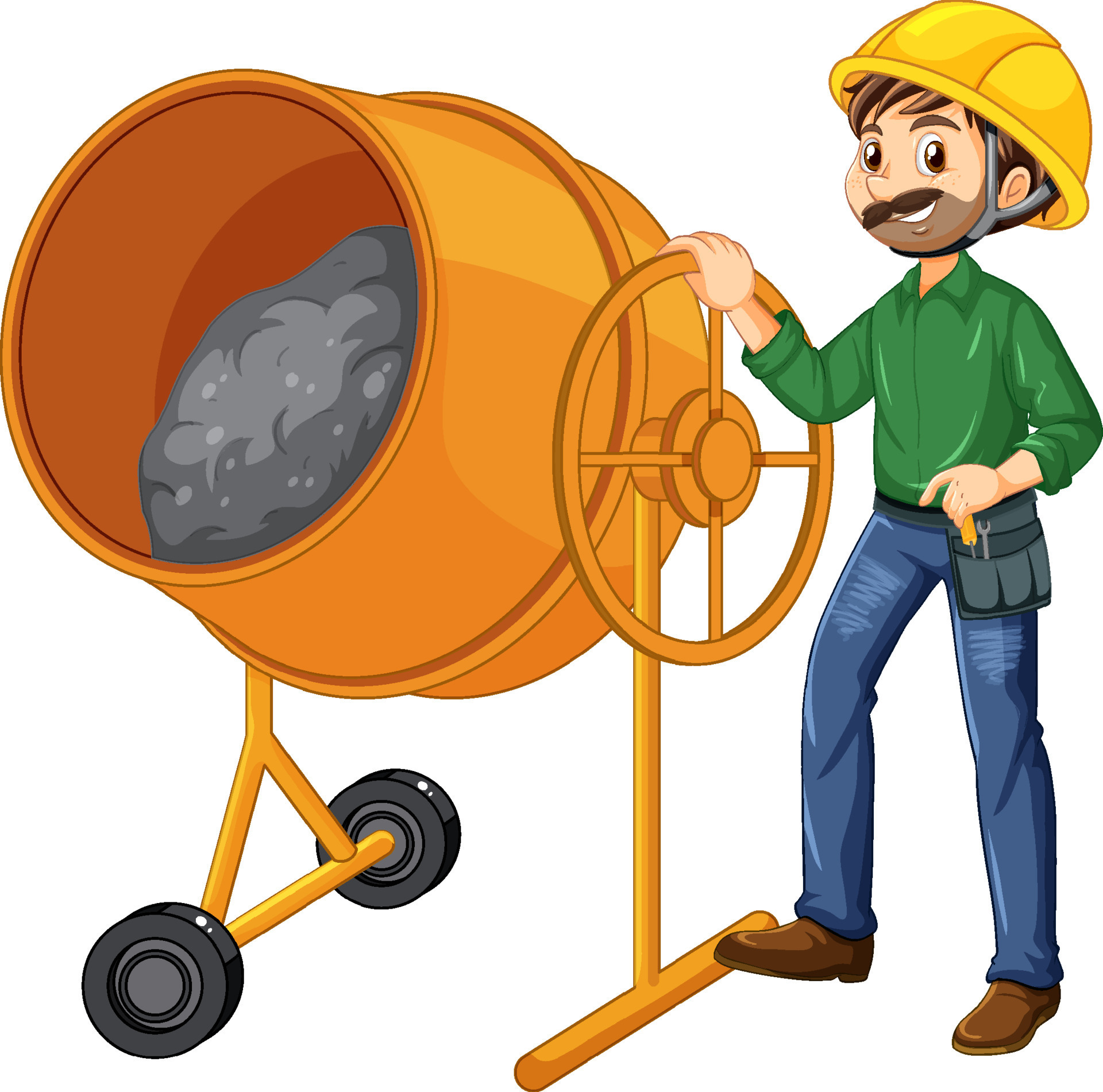 Concrete mixing drum with a worker 7252939 Vector Art at Vecteezy Concrete mixing drum with a worker 7252939 Vector Art at Vecteezy