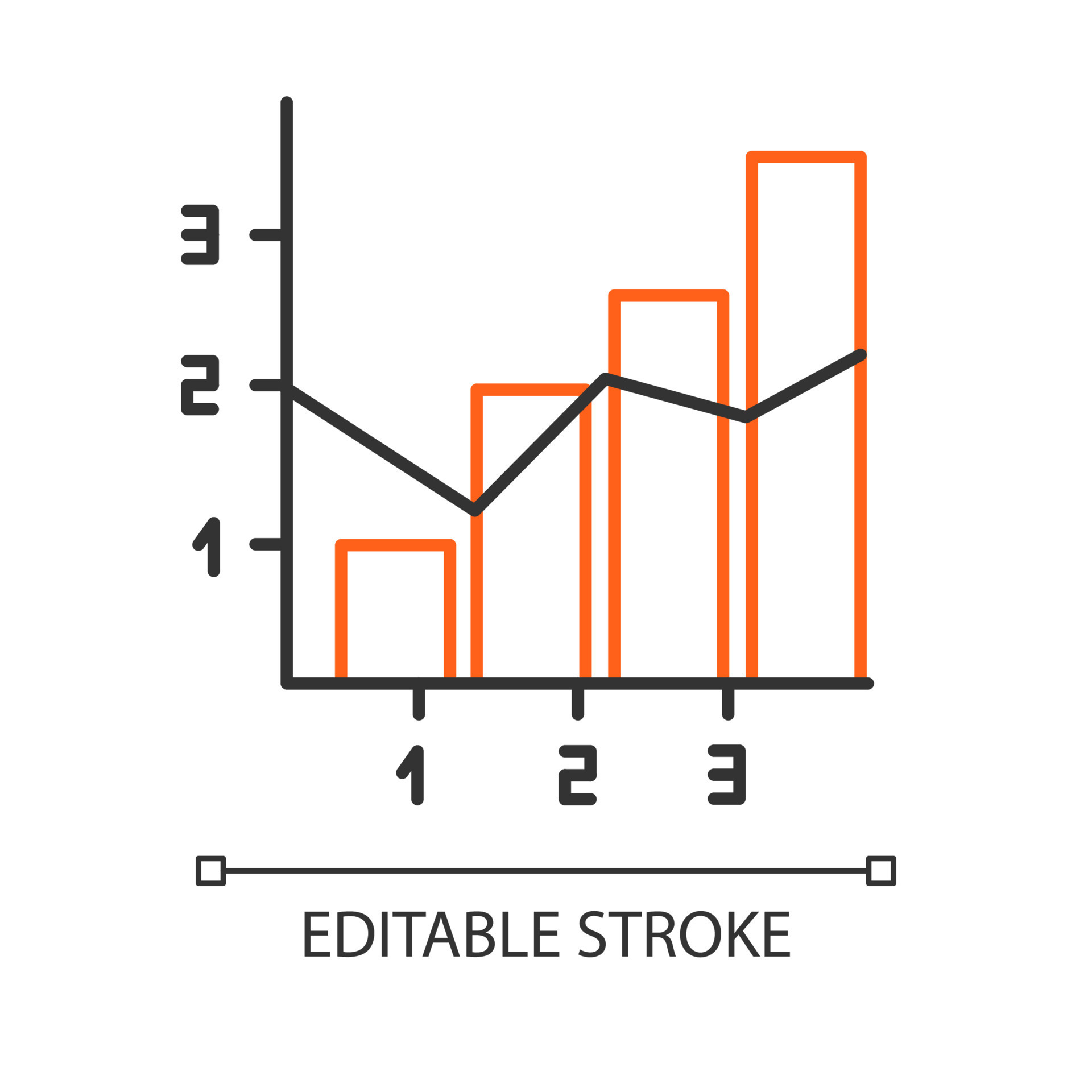 Mixed chart linear icon. Vertical histogram with linear elements ...