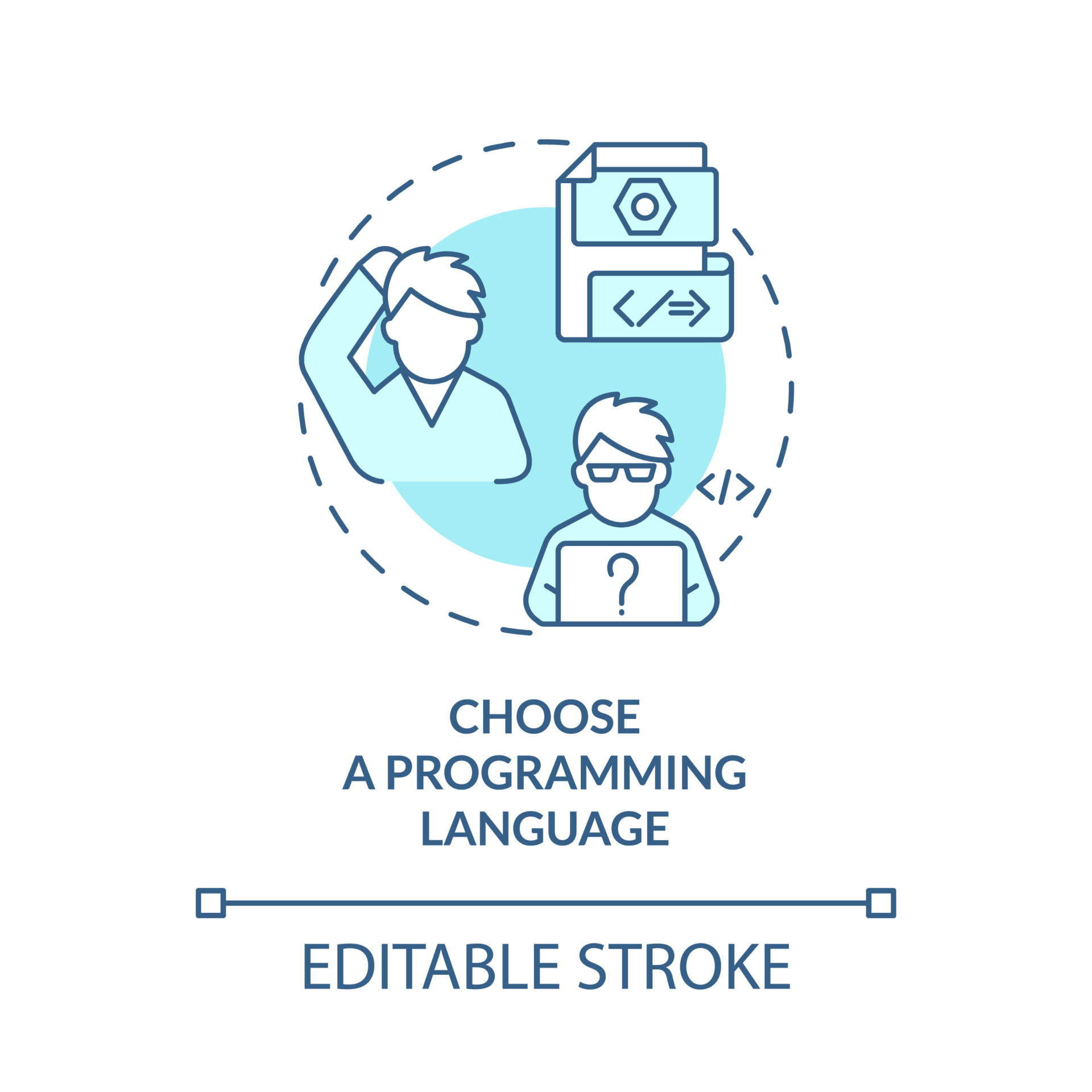 Choose A Programming Language Turquoise Concept Icon Software Coding Abstract Idea Thin Line