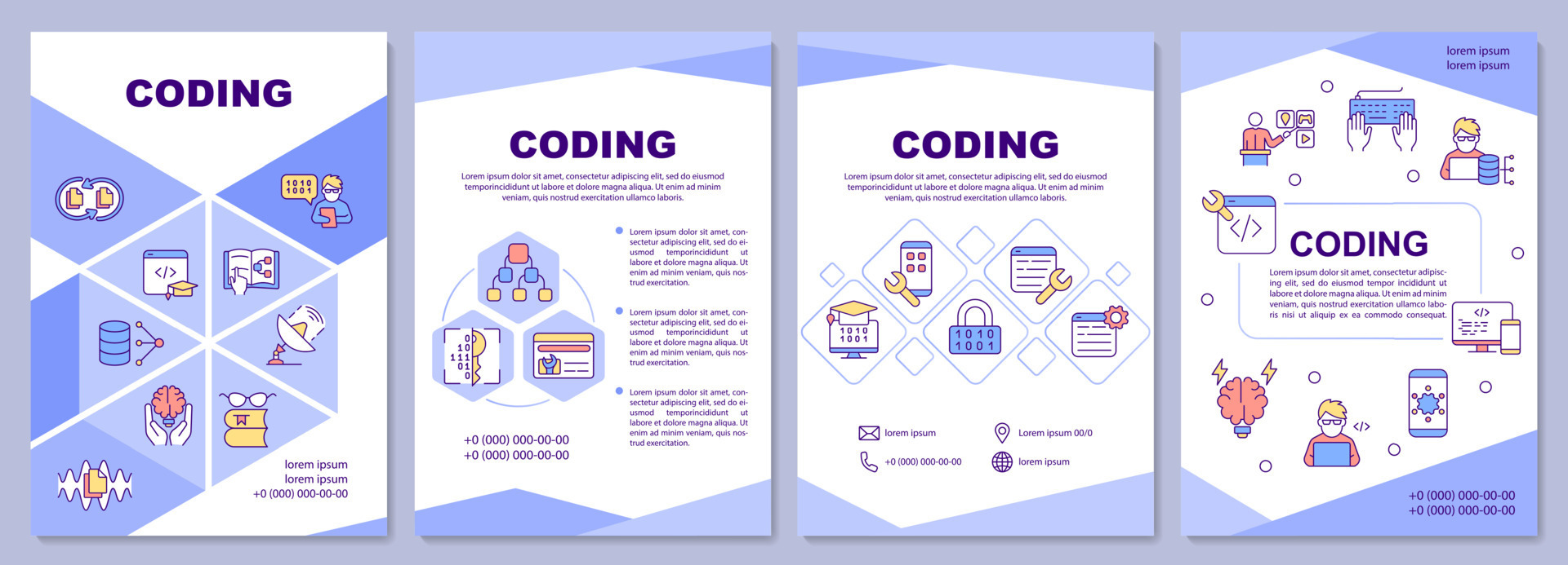 Coding brochure template. Programming career. Booklet print design with ...