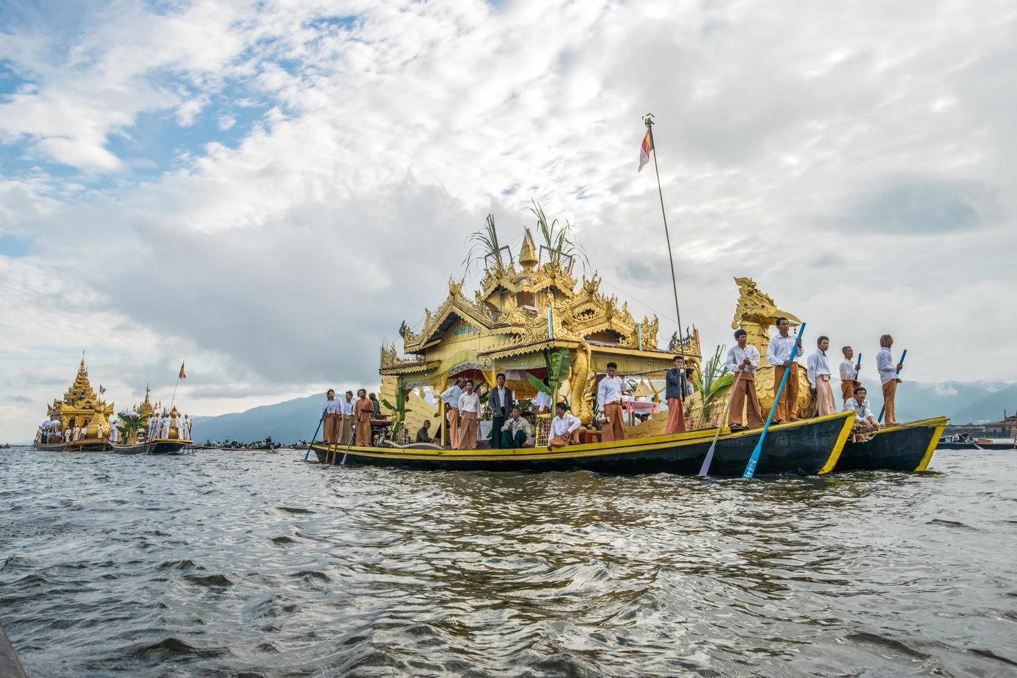 INLE-LAKE, MYANMAR - OCT 06 2014 - The festival of Phaung Daw Oo Pagoda at Inle Lake is once a ...