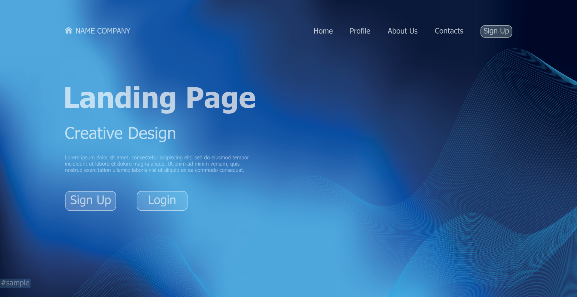 Gradient blue web template landing page digital website landing page ...