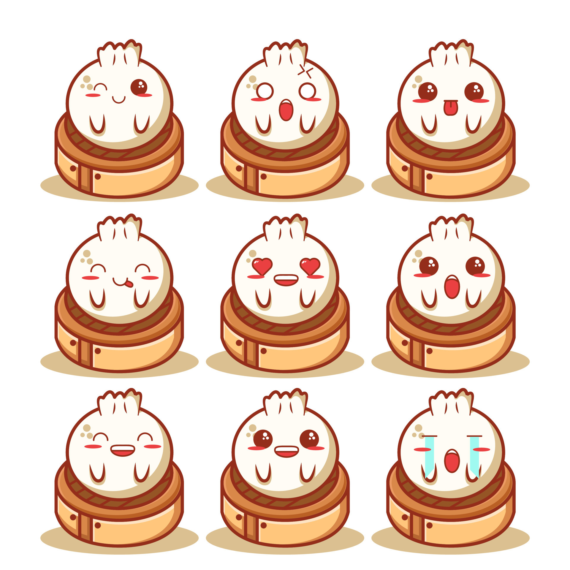 Cute Dim Sum Food Emoticon 7266555 Vector Art At Vecteezy
