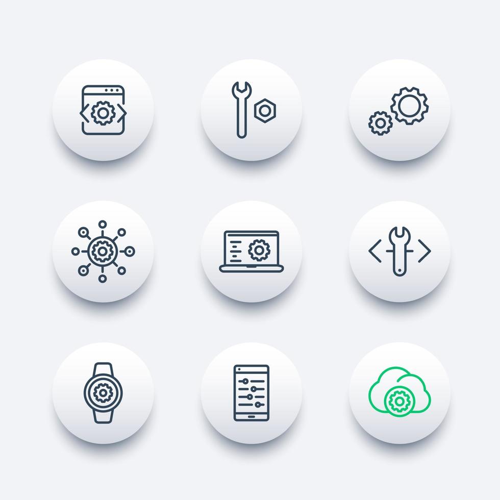 Development Engineering Configuration Line Icons Set For Apps And Web 7279454 Vector Art At