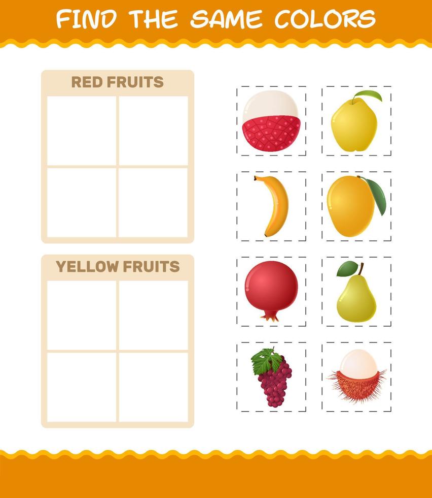 Find the same colors of fruits. Searching and Matching game ...