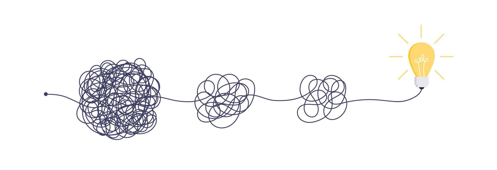 Complex easy simple way from start to idea. Chaos simplifying, problem ...