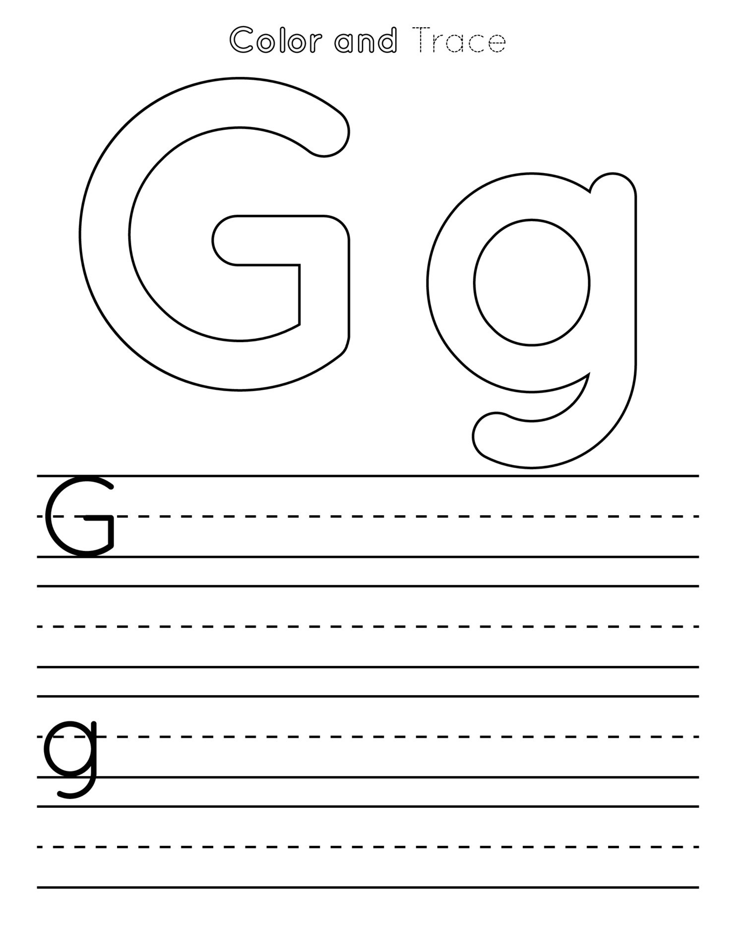 G Letter Tracing Worksheet . Uppercase and Lowercase Letter or Alphabet ...