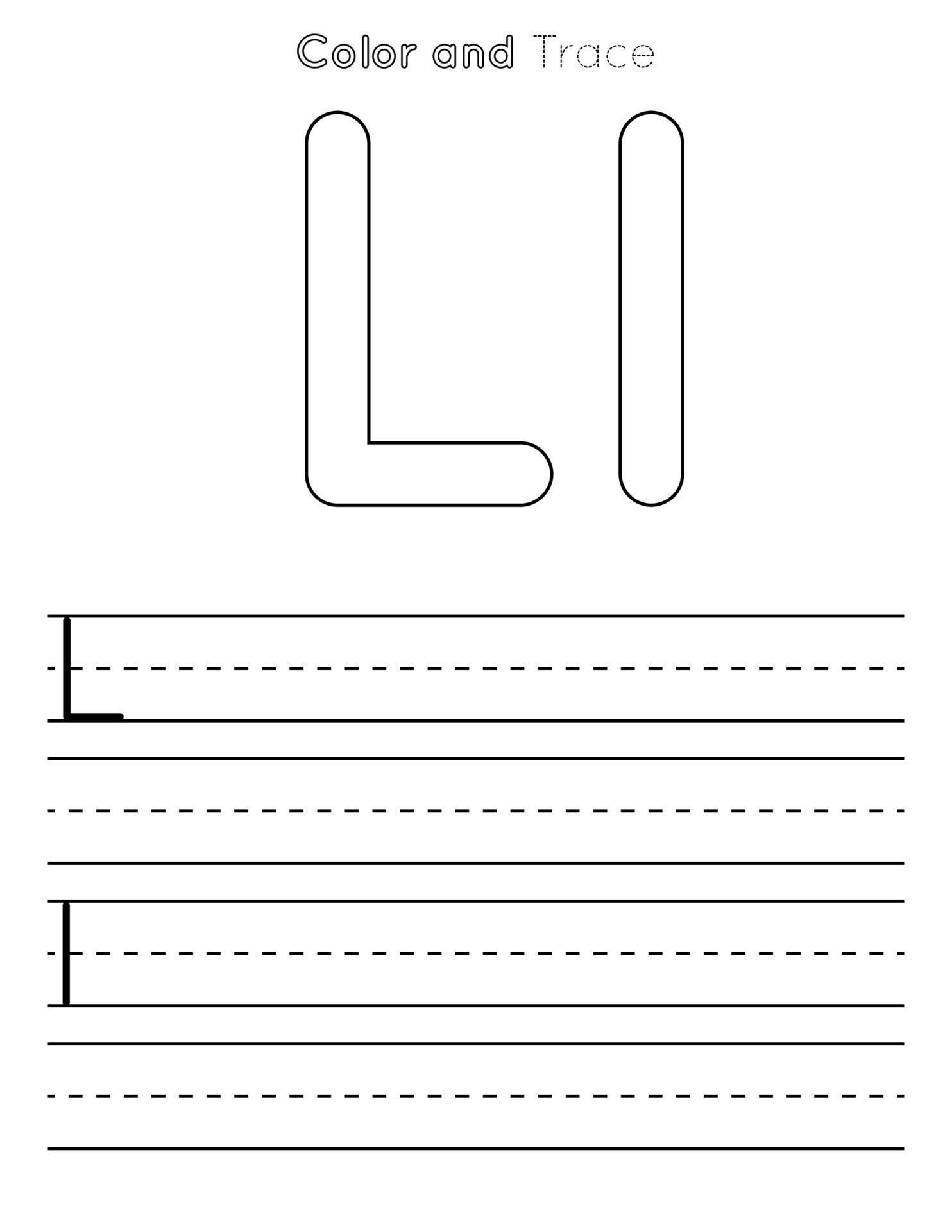L Letter Tracing Worksheet . Uppercase and Lowercase Letter or Alphabet ...