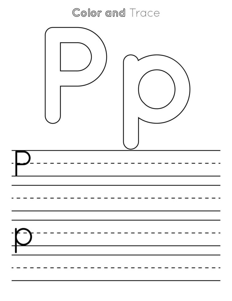 P Letter Tracing Worksheet . Uppercase and Lowercase Letter or Alphabet ...