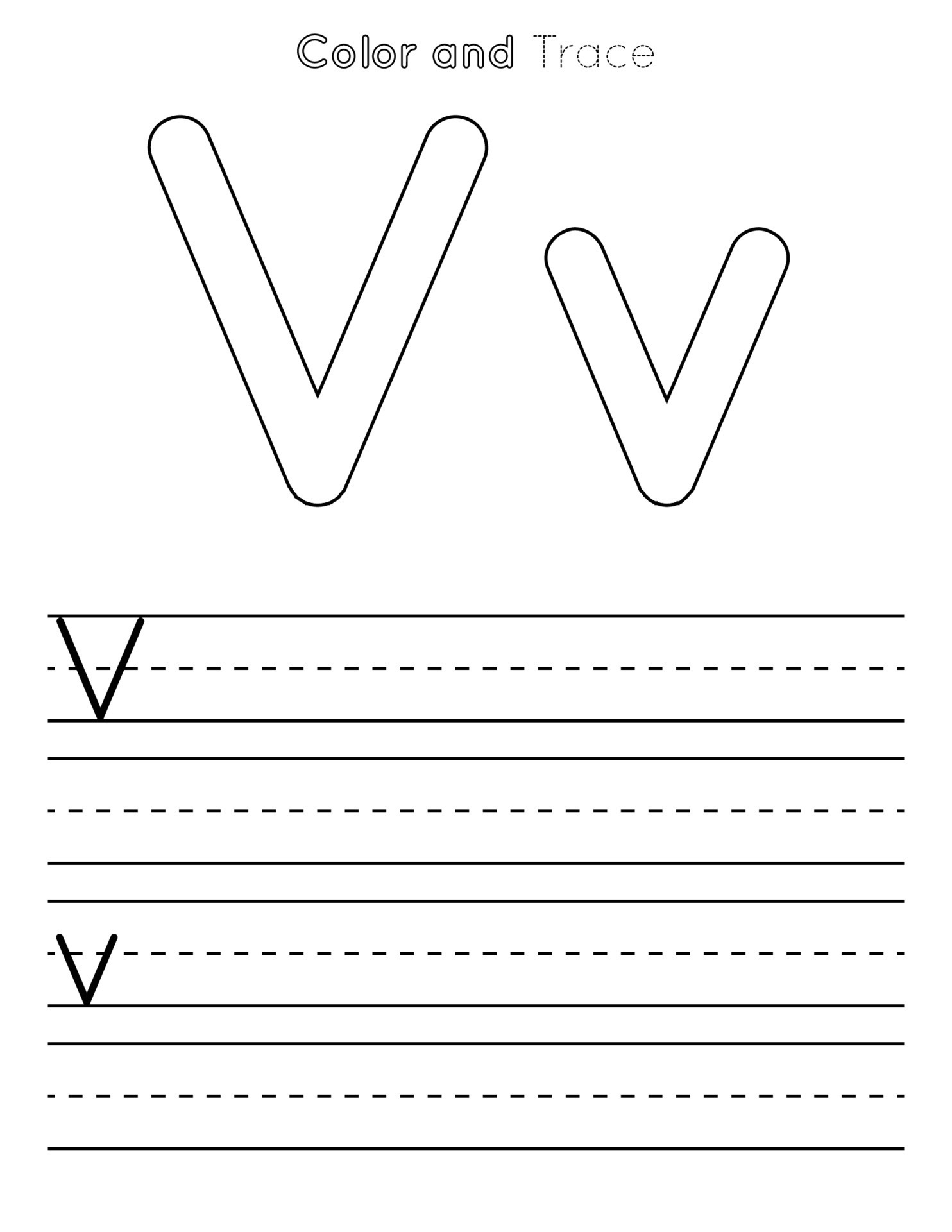 V Letter Tracing Worksheet Uppercase And Lowercase Letter Or Alphabet v-letter-tracing-worksheet-uppercase-and-lowercase-letter-or-alphabet
