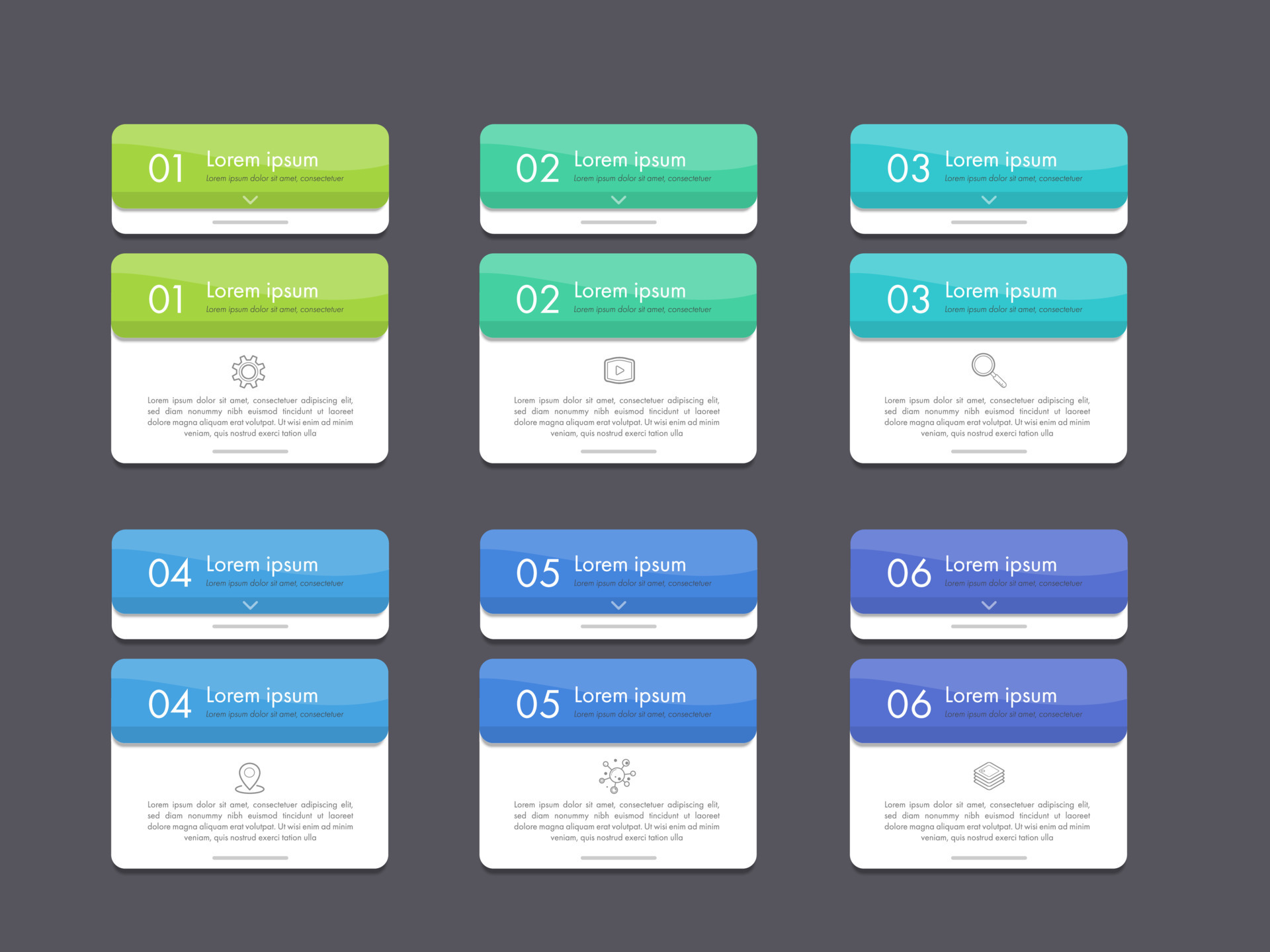 Vector Infographic 6 options with concept minimal , flat design. Main ...