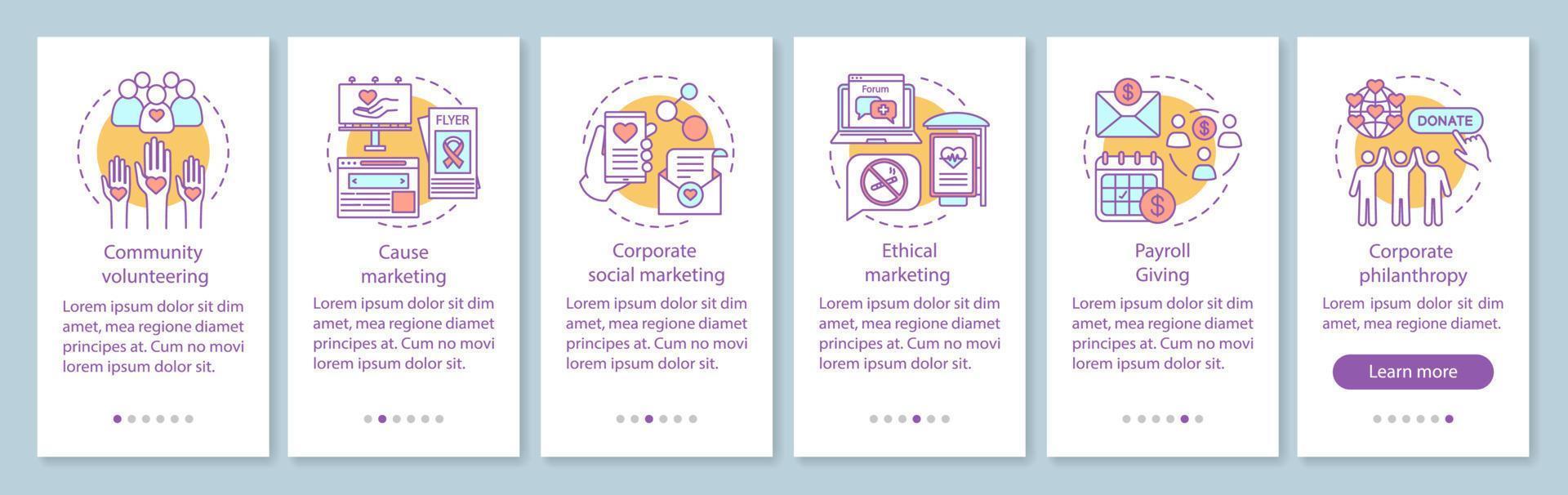 Corporate Governance Onboarding Mobile App Page Screen Vector Template Csr Walkthrough Website