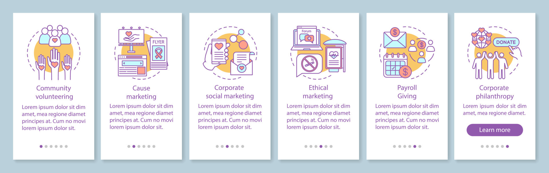Corporate Governance Onboarding Mobile App Page Screen Vector Template Csr Walkthrough Website