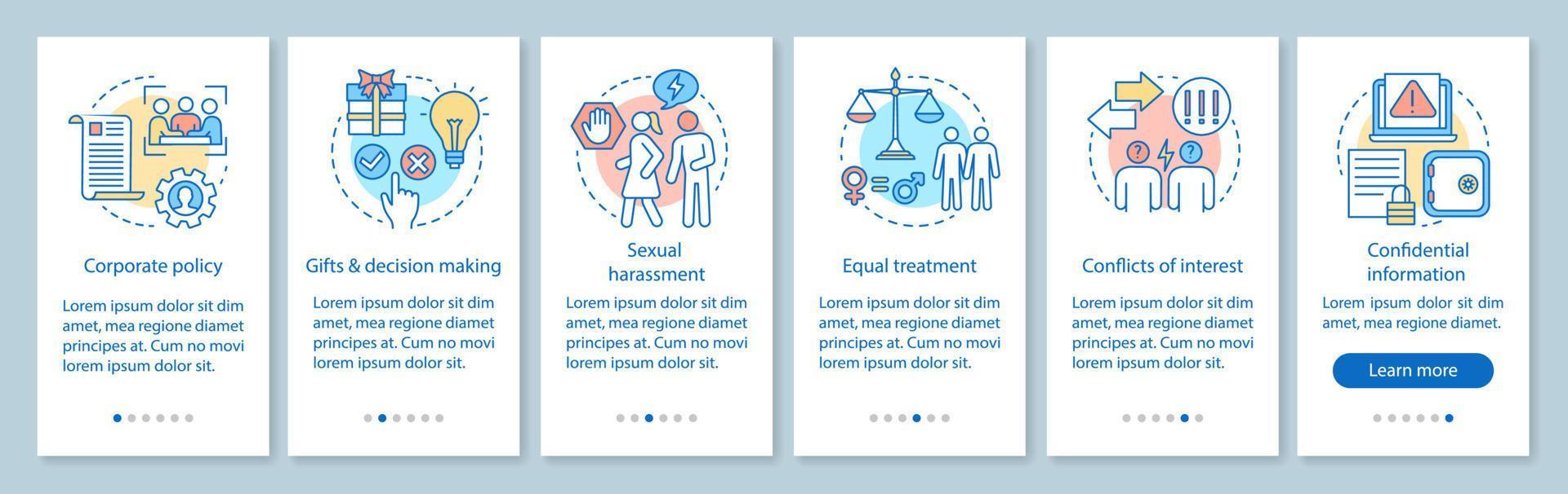 Csr Onboarding Mobile App Page Screen Vector Template Corporate Social Responsibility Business