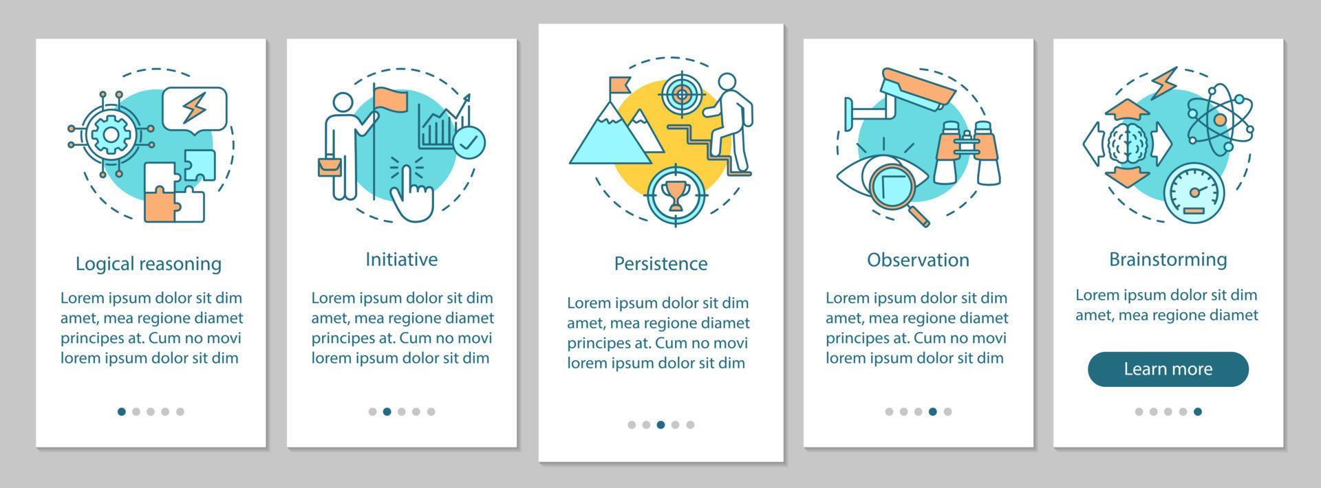 Mental Skills Onboarding Mobile App Page Screen Vector Template Hr