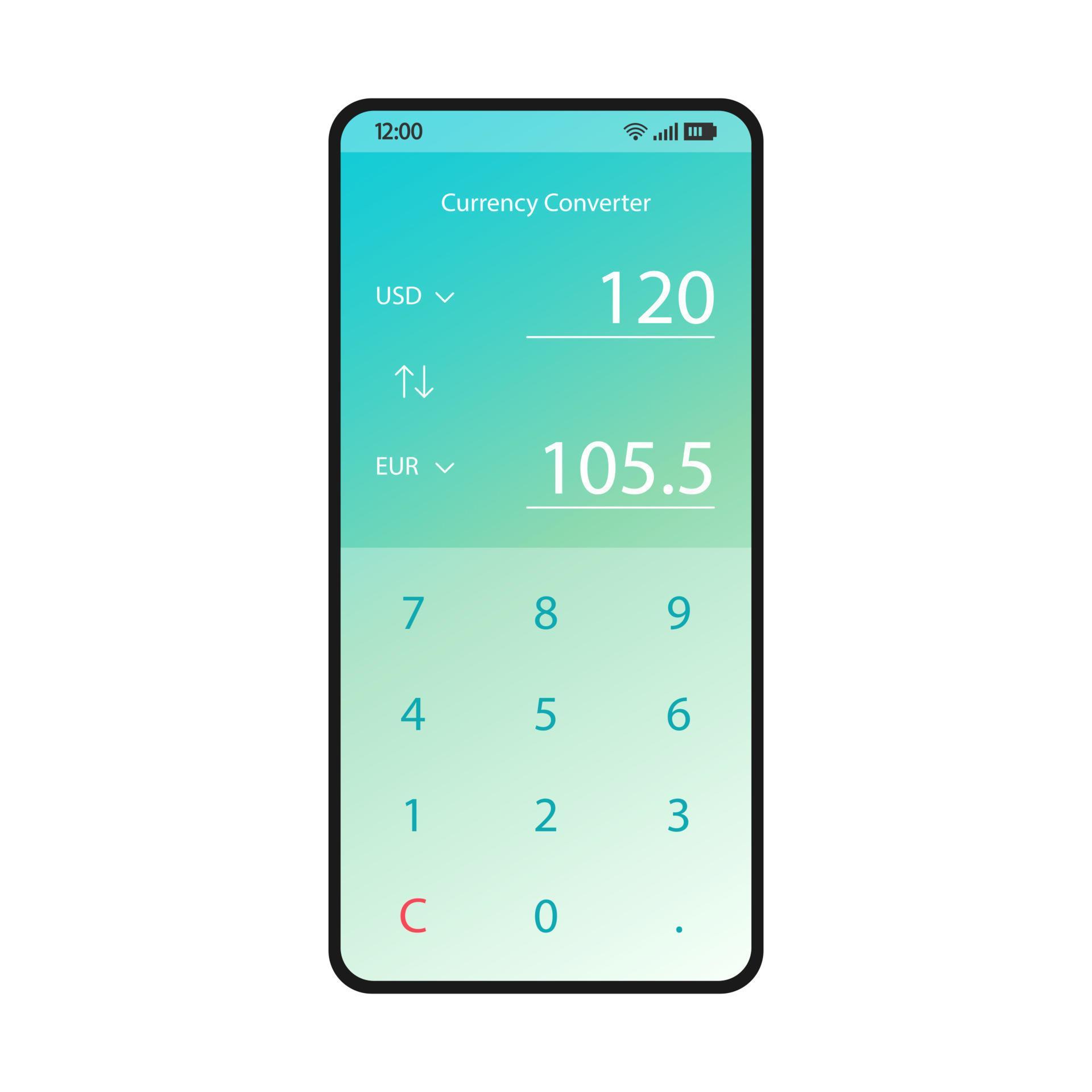 Currency Converter App Smartphone Interface Vector Template Mobile currency-converter-app-smartphone-interface-vector-template-mobile