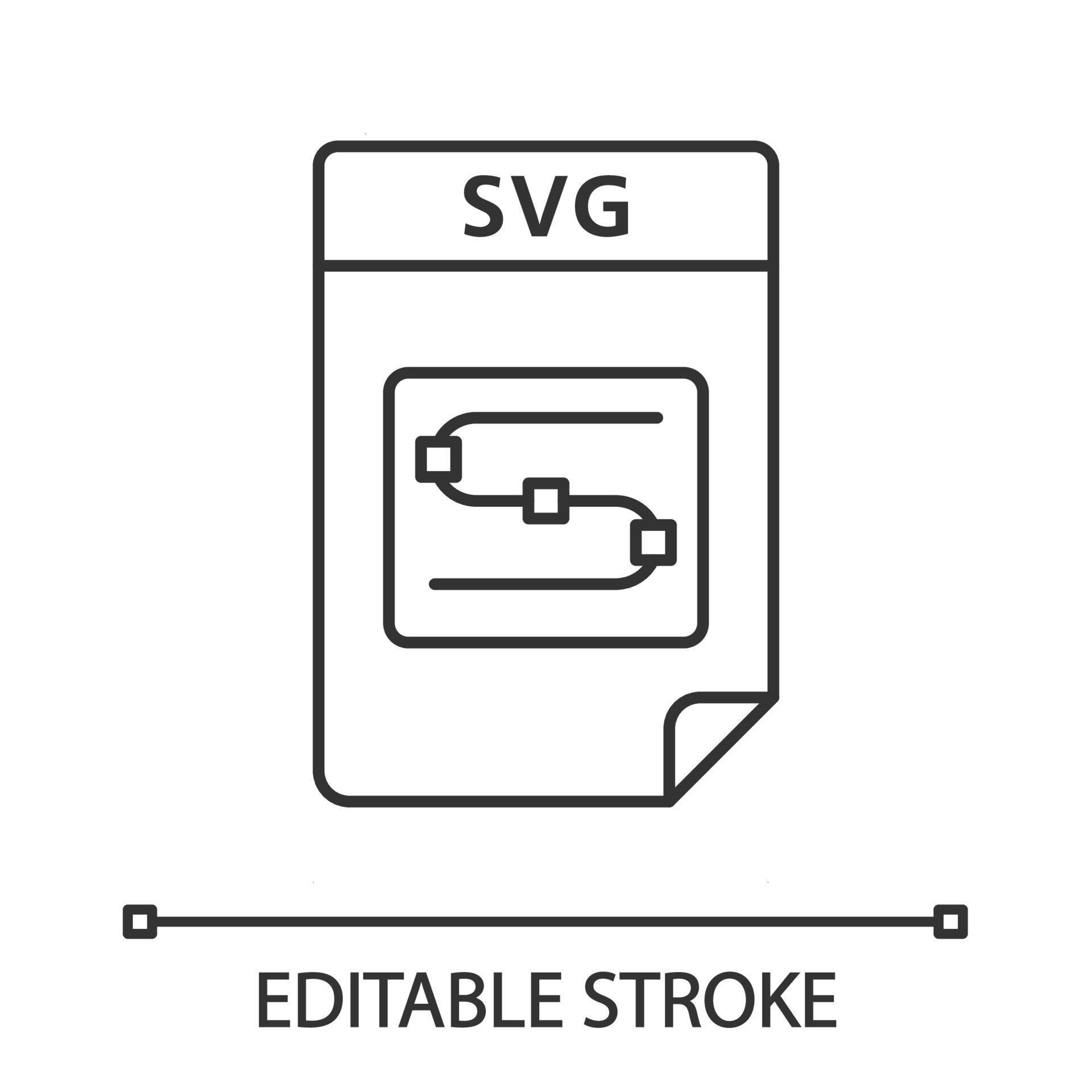 SVG file linear icon. Scalable vector graphics. Image file format. Thin line illustration ...