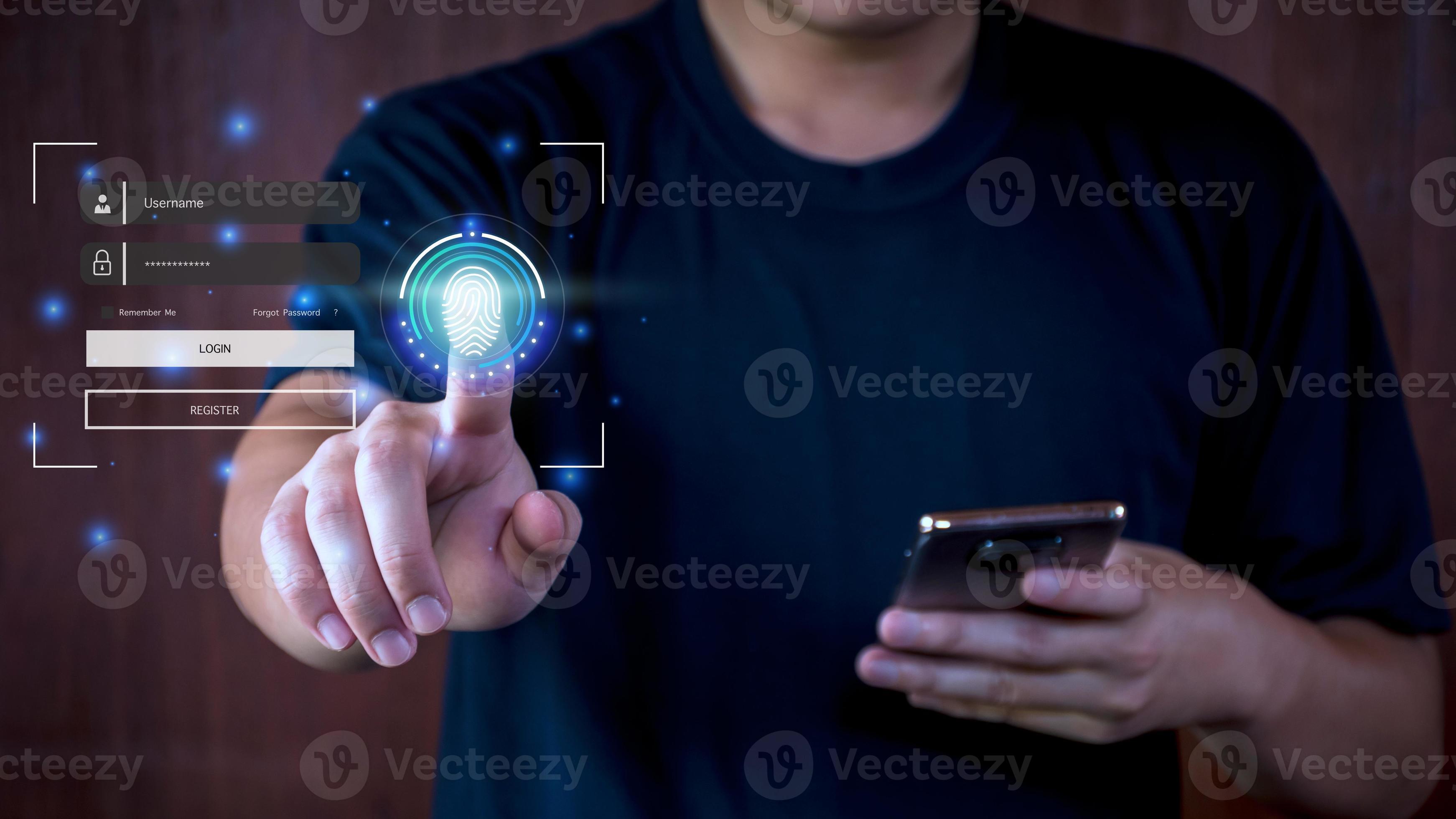 Cyber security concept, fingerprint login, fingerprint scan user to ...