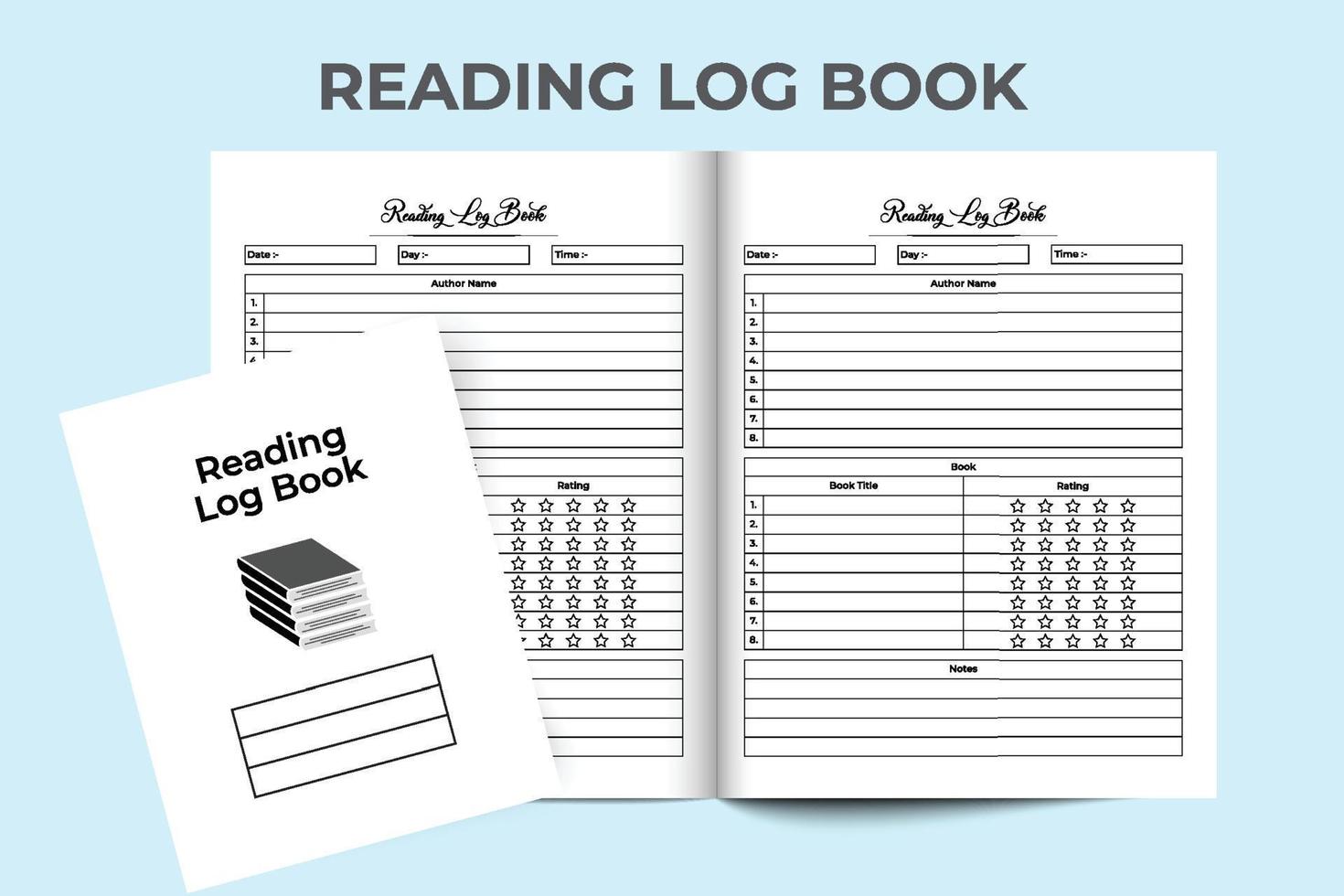 Reading logbook interior. Daily book reading tracker and book review ...