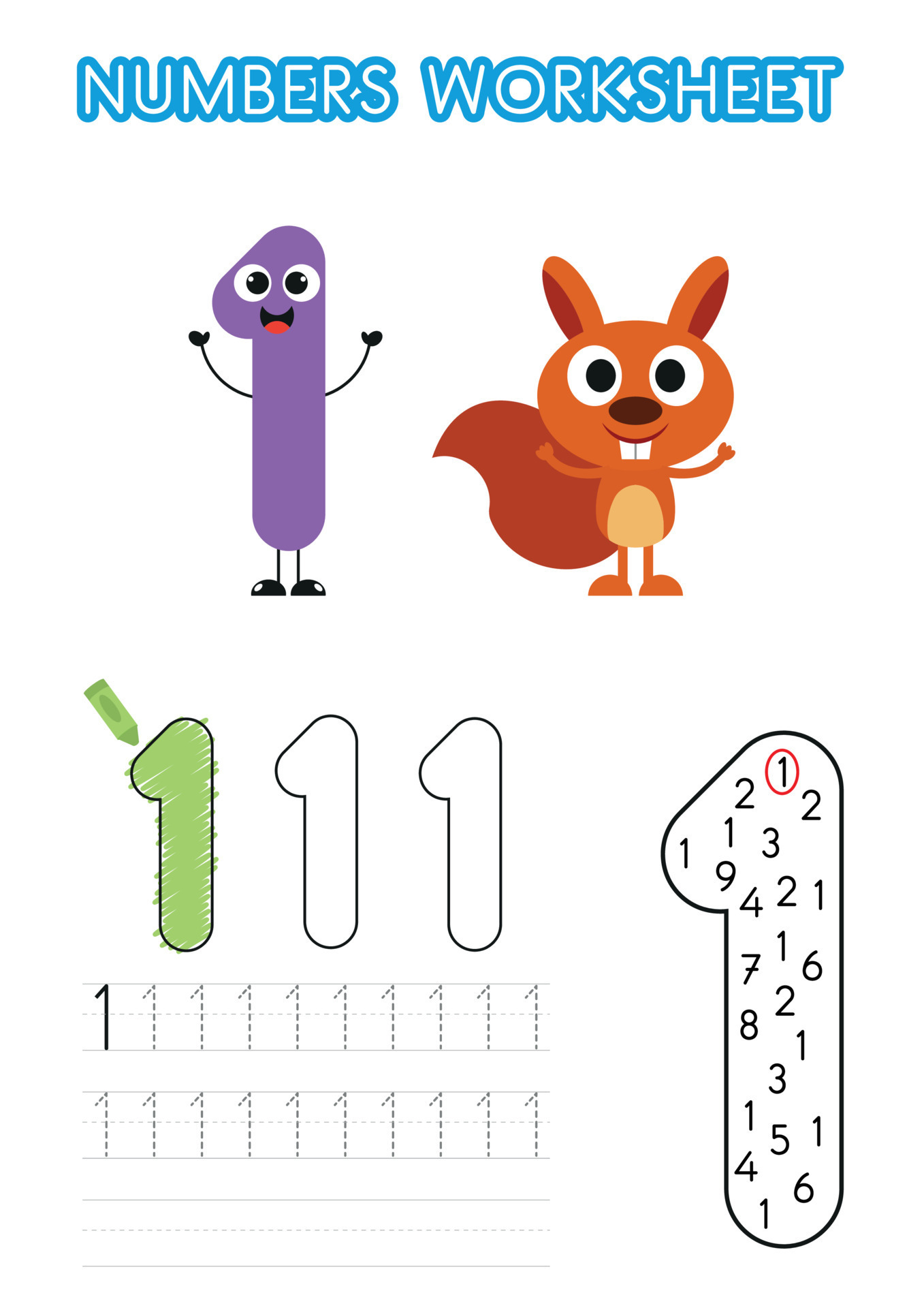 Numbers worksheet for preschoolers. Numbers activity. Numbers learning ...