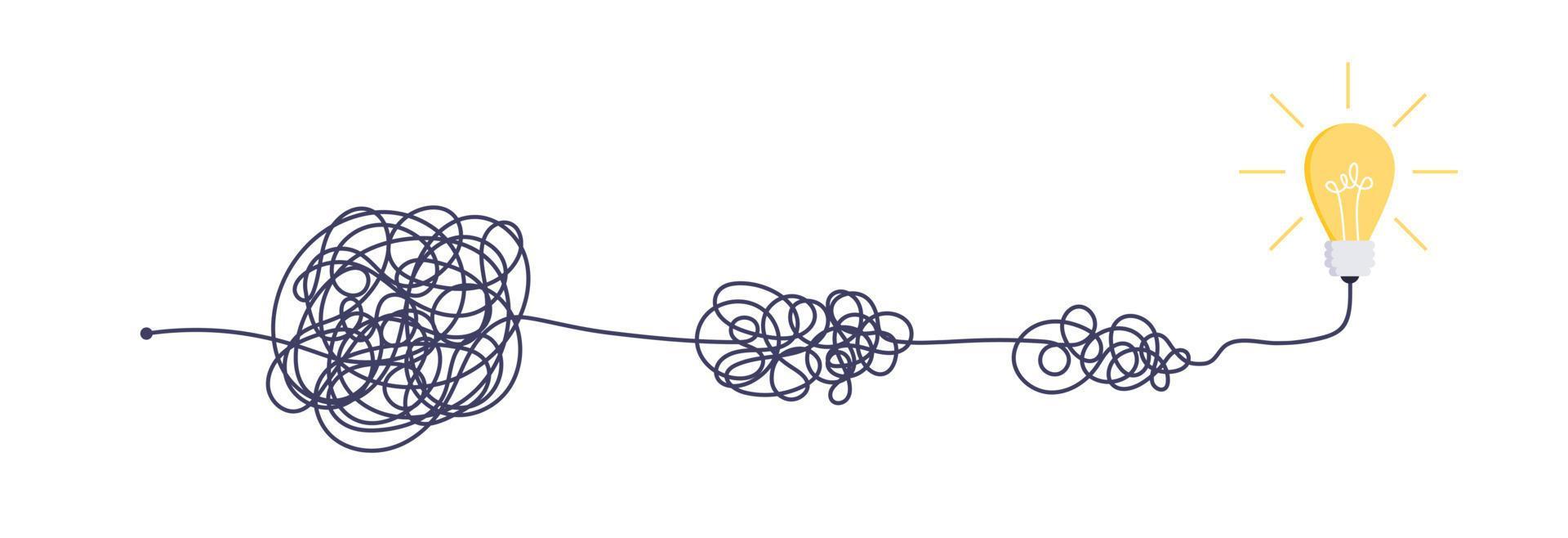 Complex easy simple way from start to idea. Chaos simplifying, problem ...