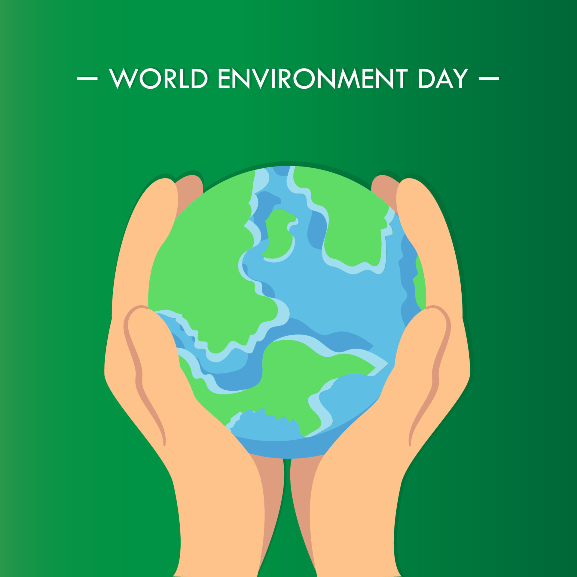 World Environment Day Human Hand Holding Earth Save Planet Flat Vector