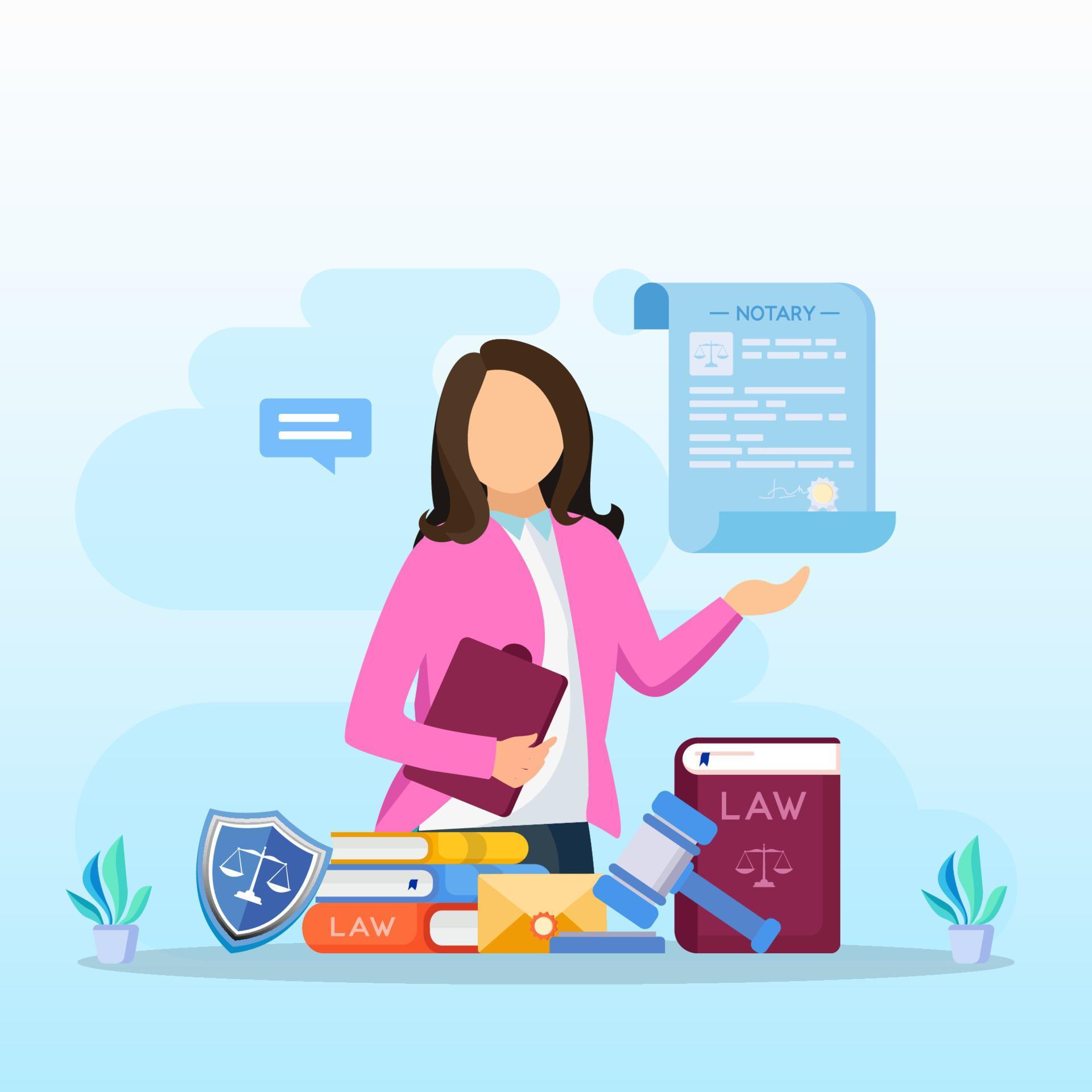 Notary Services And Legal Assistance Flat Vector Illustration 7357748