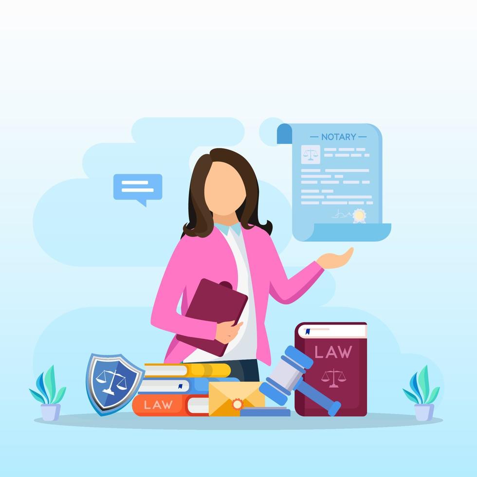 Notary Services And Legal Assistance Flat Vector Illustration 7357748
