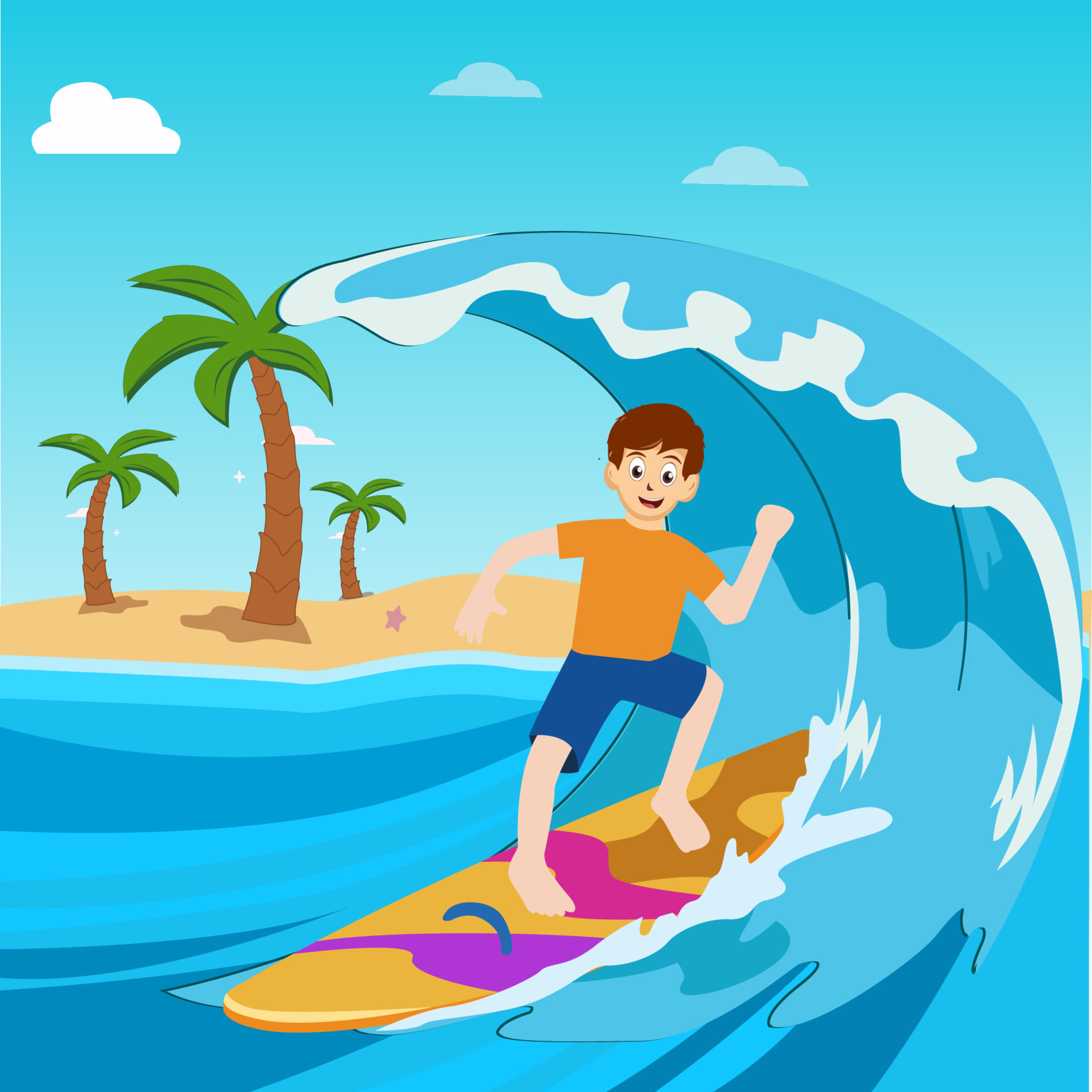 Surfer Riding Wave Graphic