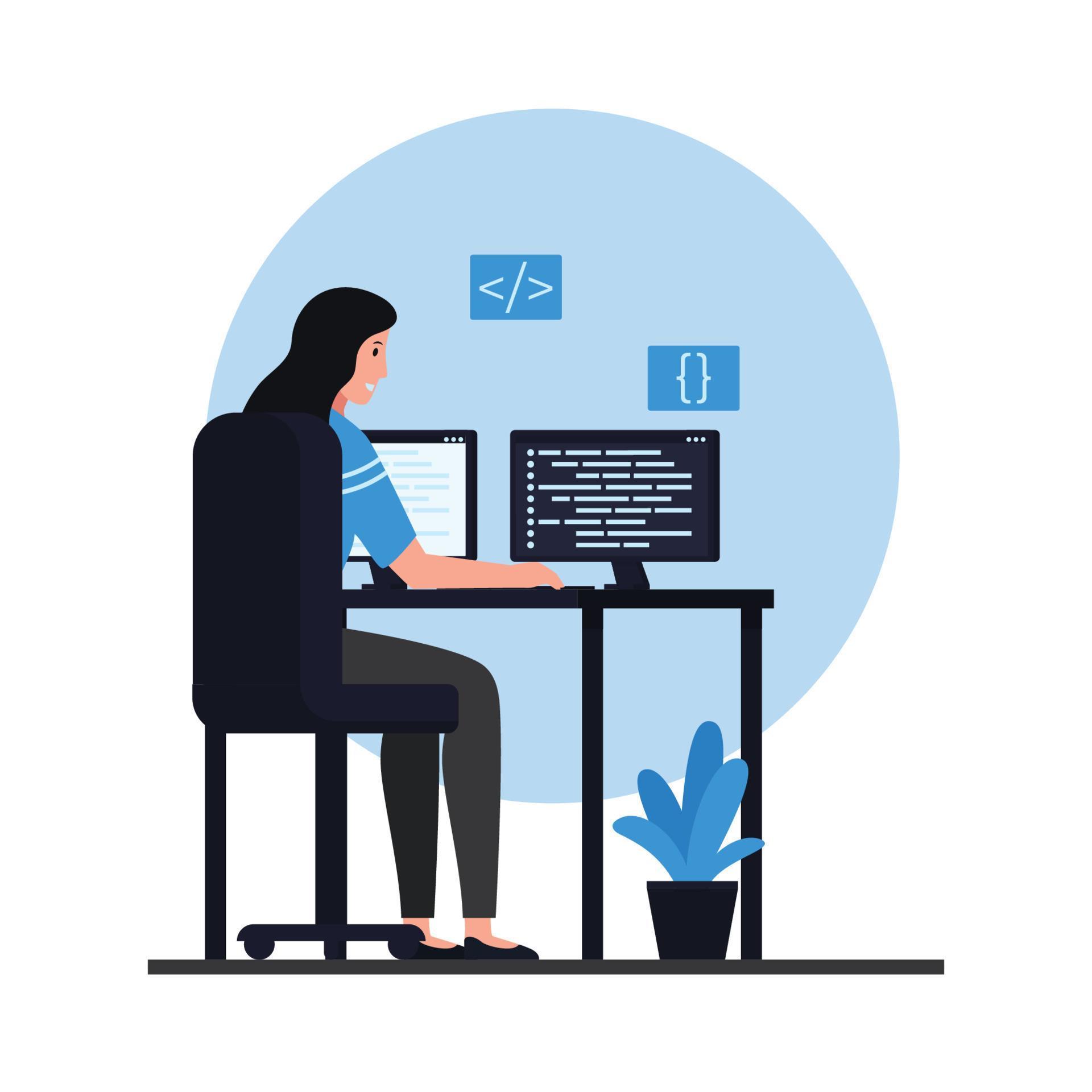 Flat programming illustration. 7358501 Vector Art at Vecteezy
