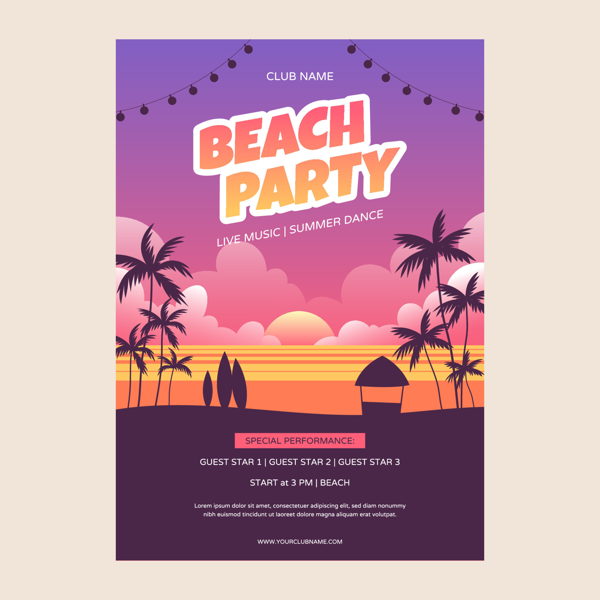 Beach Party Poster Template 7361338 Vector Art At Vecteezy