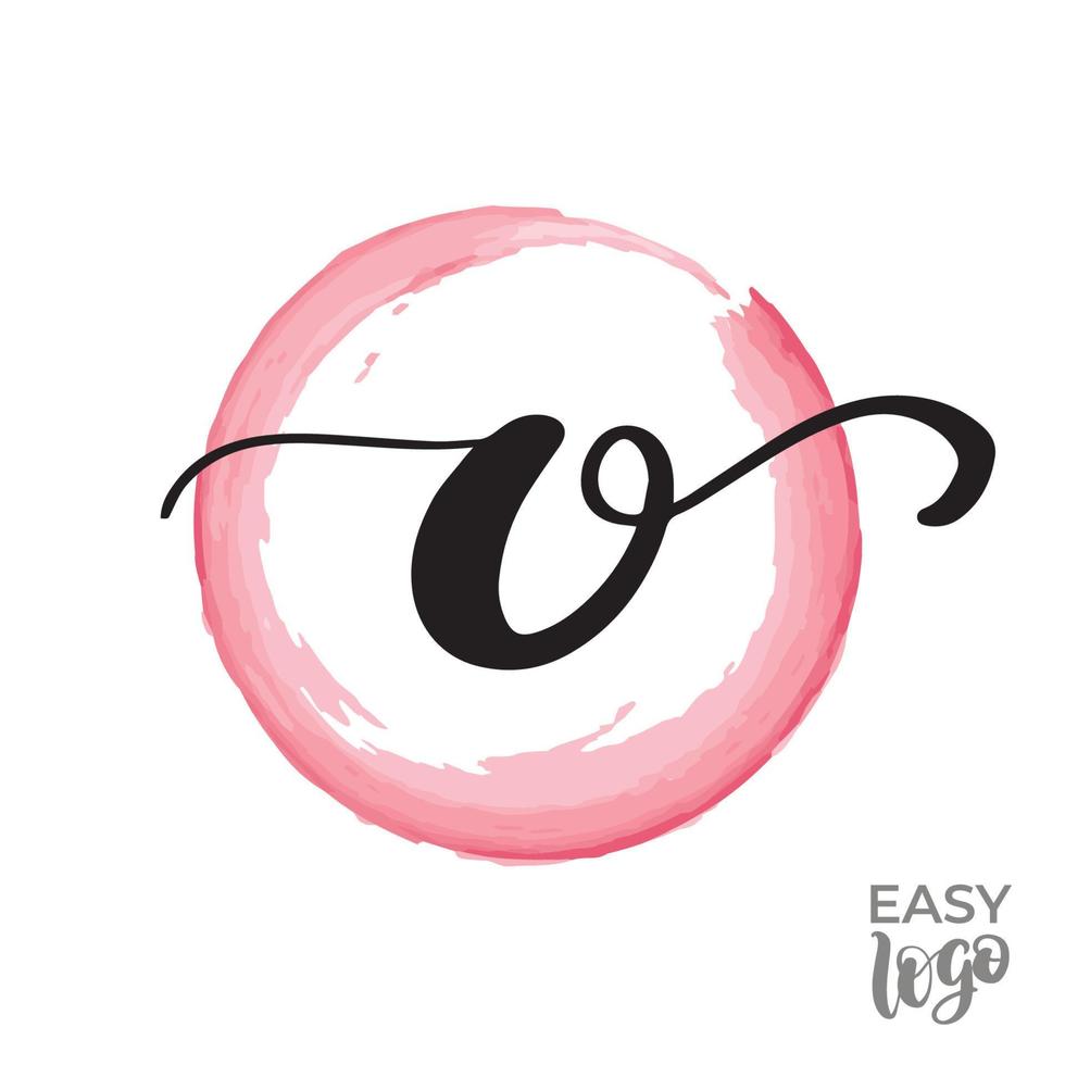 Abstract handwritten calligraphy letter O logo design template. Universal icon. Pink watercolour circle on background. 7362083 Vector Art at Vecteezy