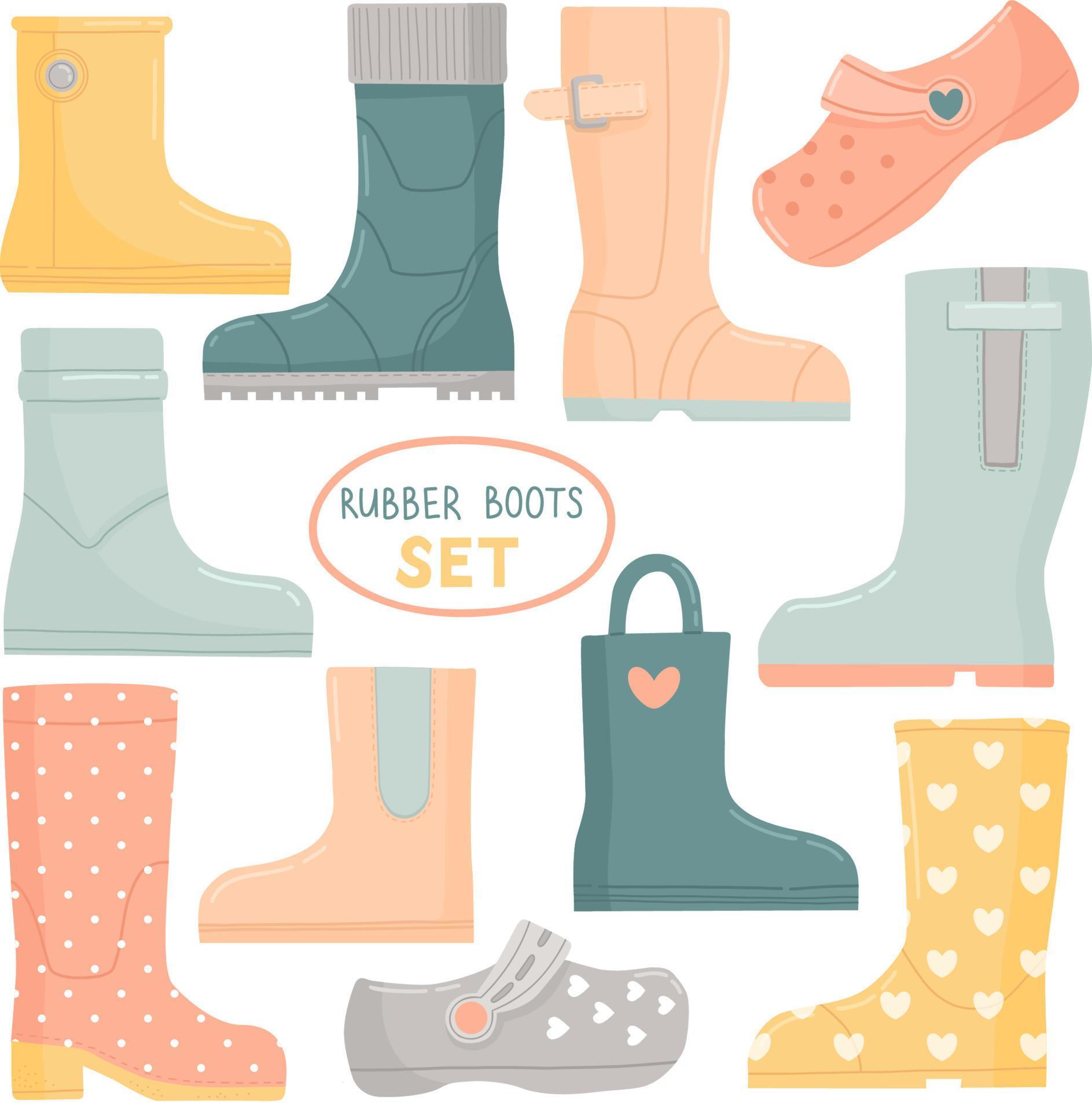 Rubber boots spring set, flat design, vector illustration 7374595 ...
