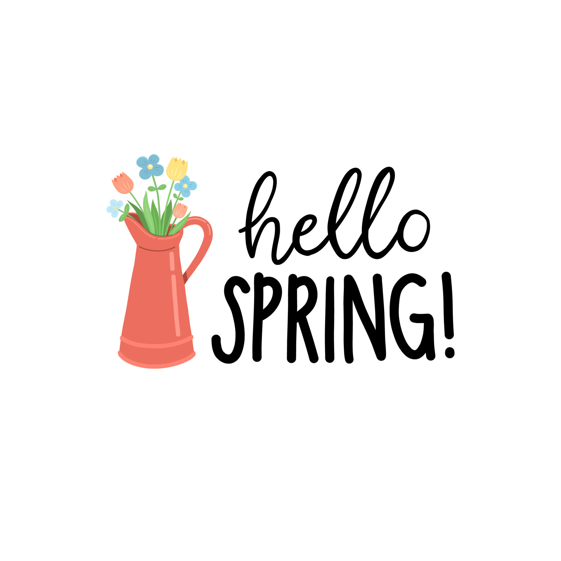 Hello spring set, flat design vector illustration 7374813 Vector Art at ...