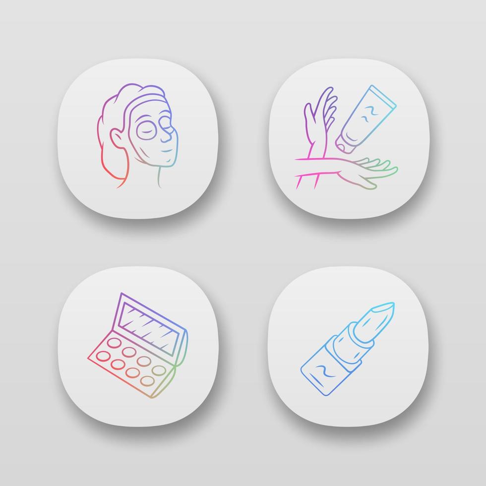 Makeup Feminine Hygiene App Icons Set Ui Ux User Interface Skin Care Attributes Cosmetic