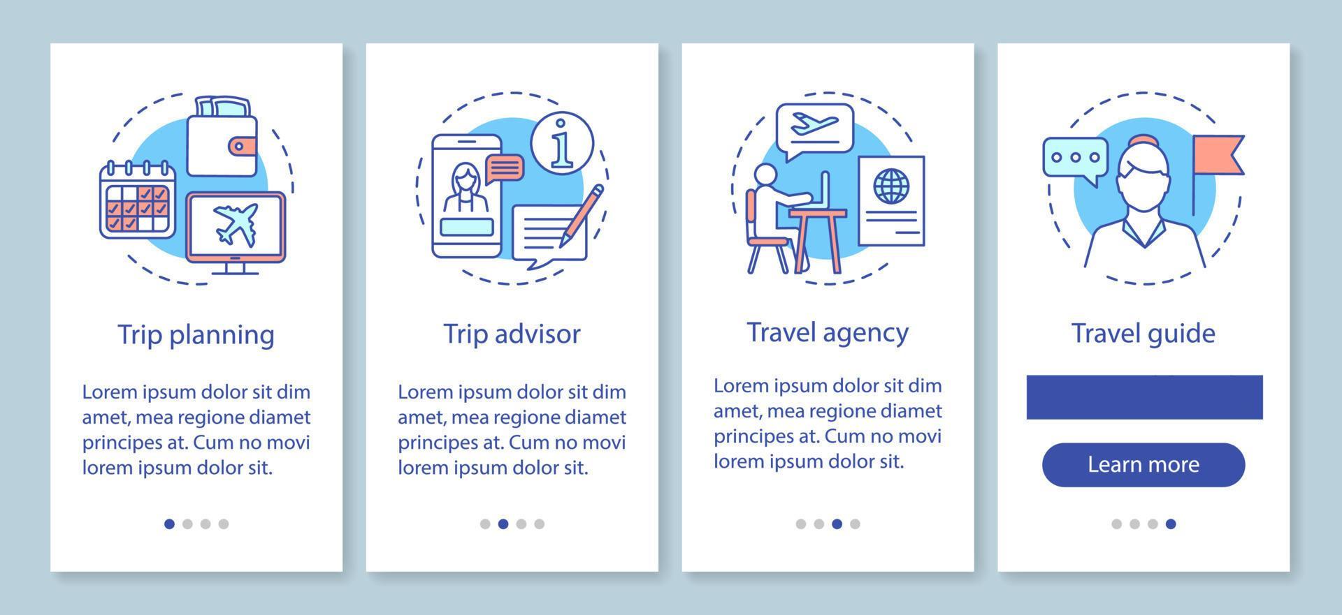 Traveling Onboarding Mobile App Page Screen With Linear Concepts Travel Agency And Guide Trip