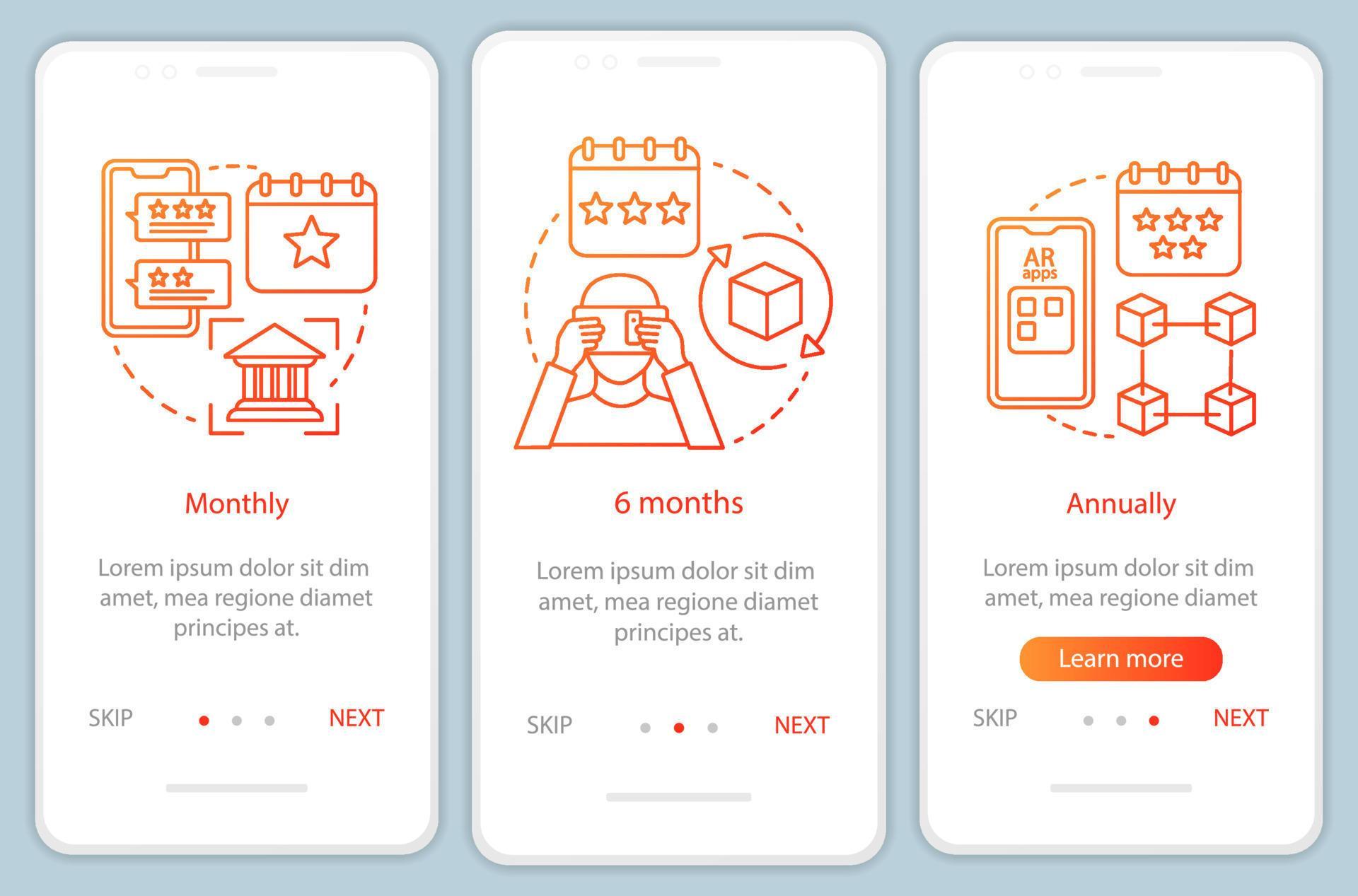 Ar Tool Subscription Onboarding Mobile App Page Screen With Linear Concepts 6 Months Tariff