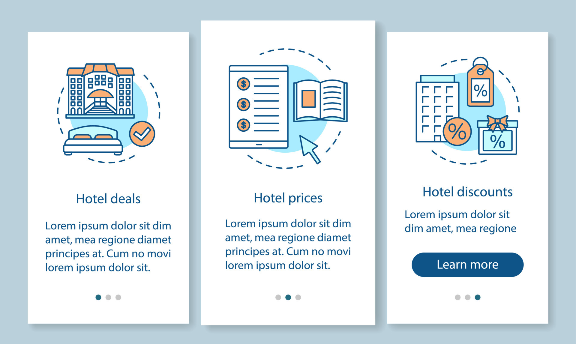 Hotel Onboarding Mobile App Page Screen With Linear Concepts Apartment