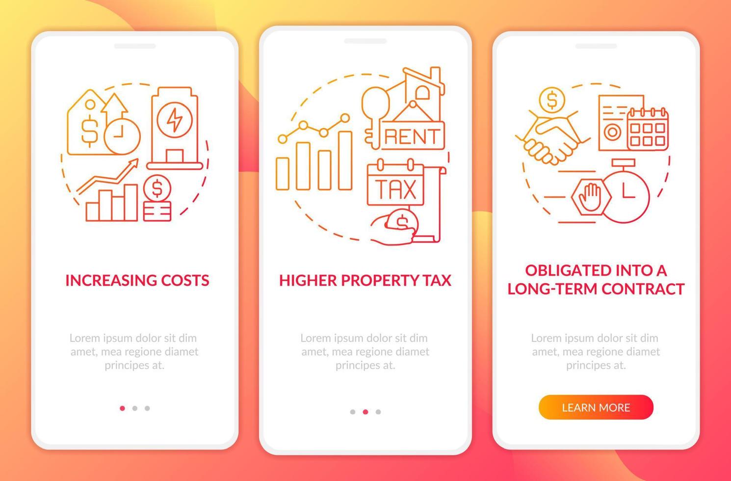 Disadvantages Of Ppa Red Gradient Onboarding Mobile App Screen Deal Walkthrough 3 Steps Graphic