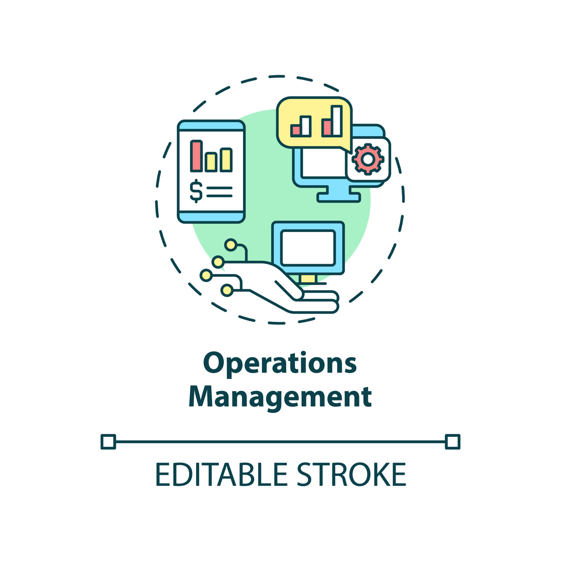 Operations management concept icon. Examples of automation in business ...