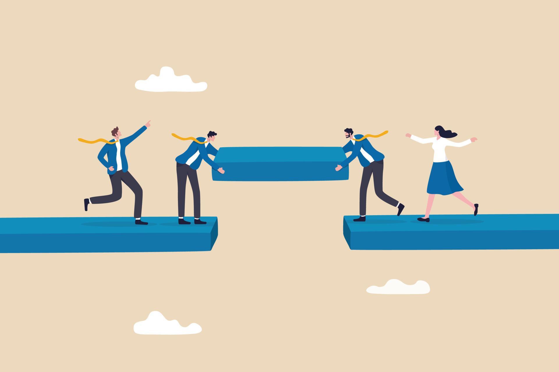 Build business bridge connect path together, solution or teamwork idea ... Build business bridge connect path together, solution or teamwork idea ...