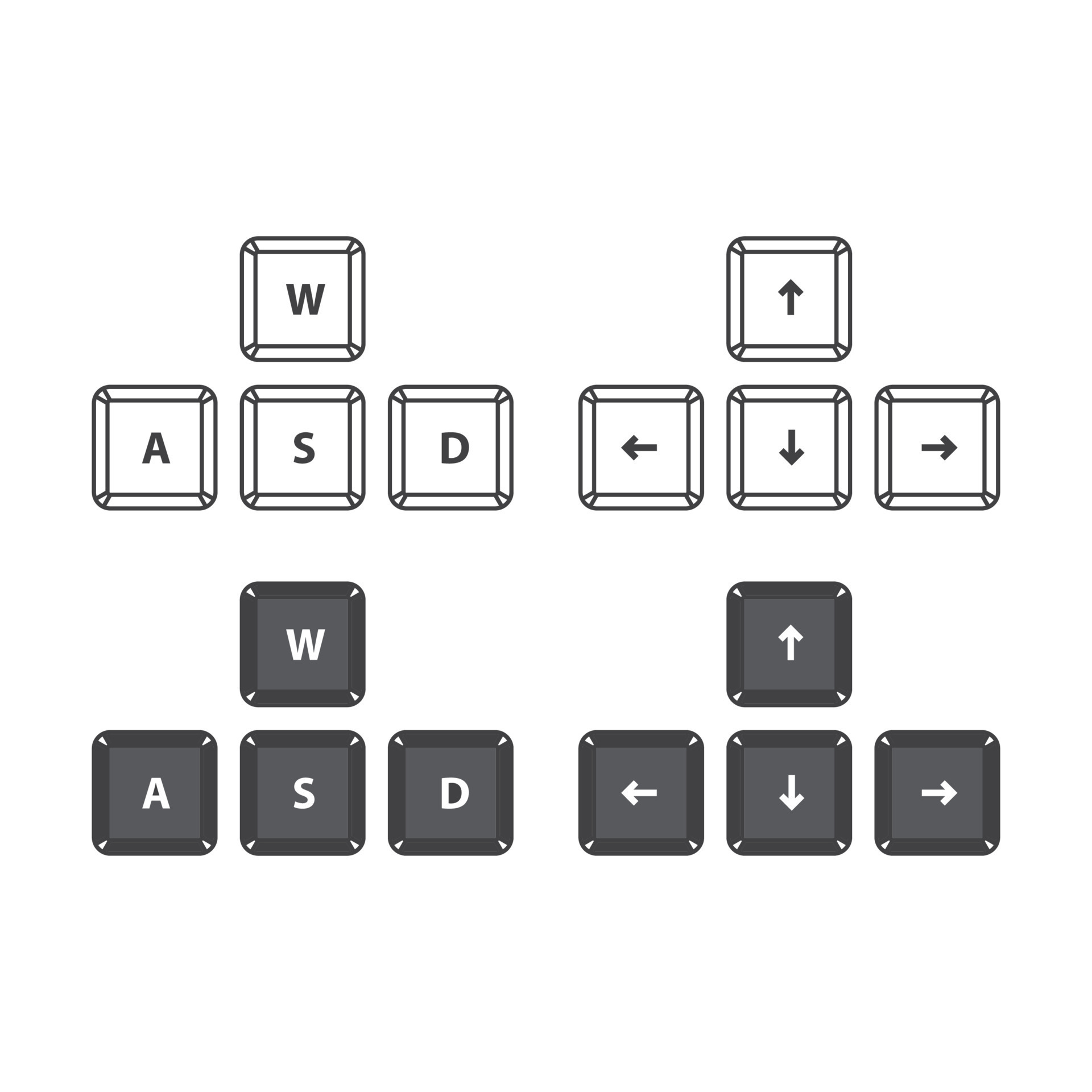 WASD, direction, gaming keys on keyboard. Vector icon template 7382358 ... WASD, direction, gaming keys on keyboard. Vector icon template 7382358 ...