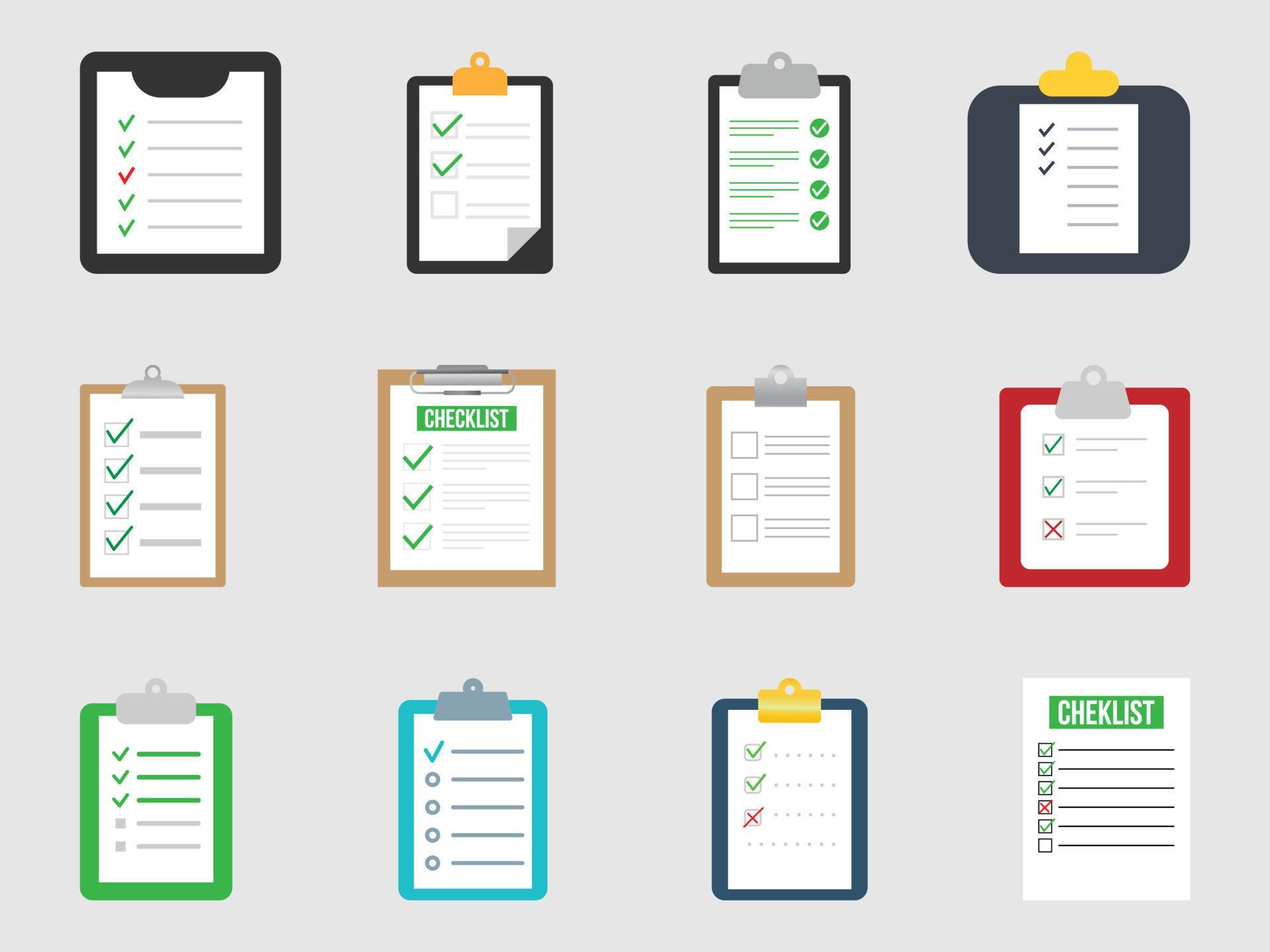 set of clipboard with checklist icon. to do list symbol. vector ...