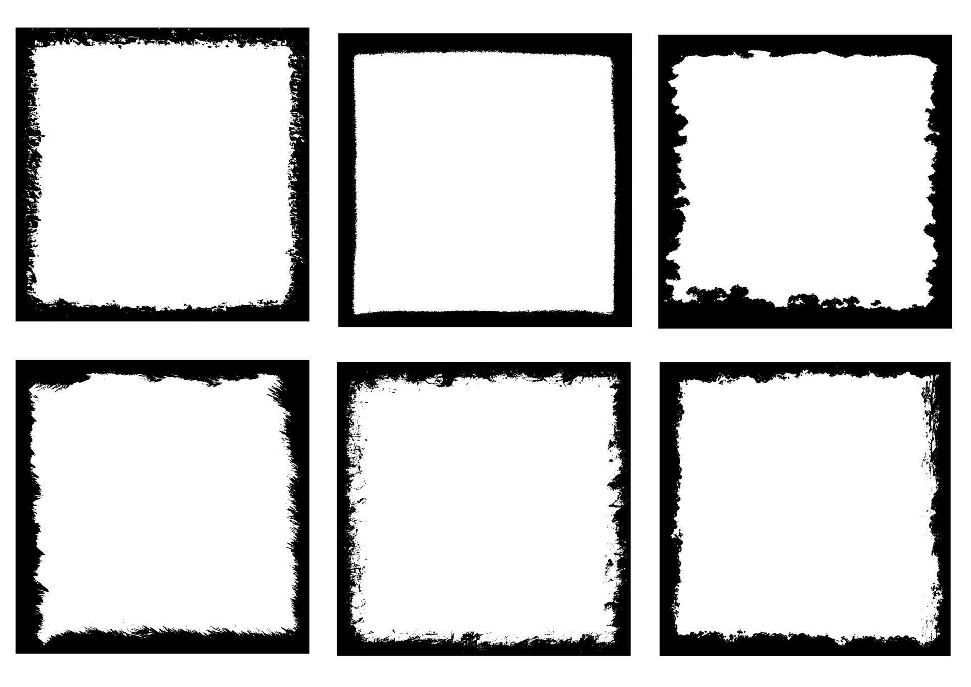 Grunge geometric square frames set. Vector illustration isolated on ...