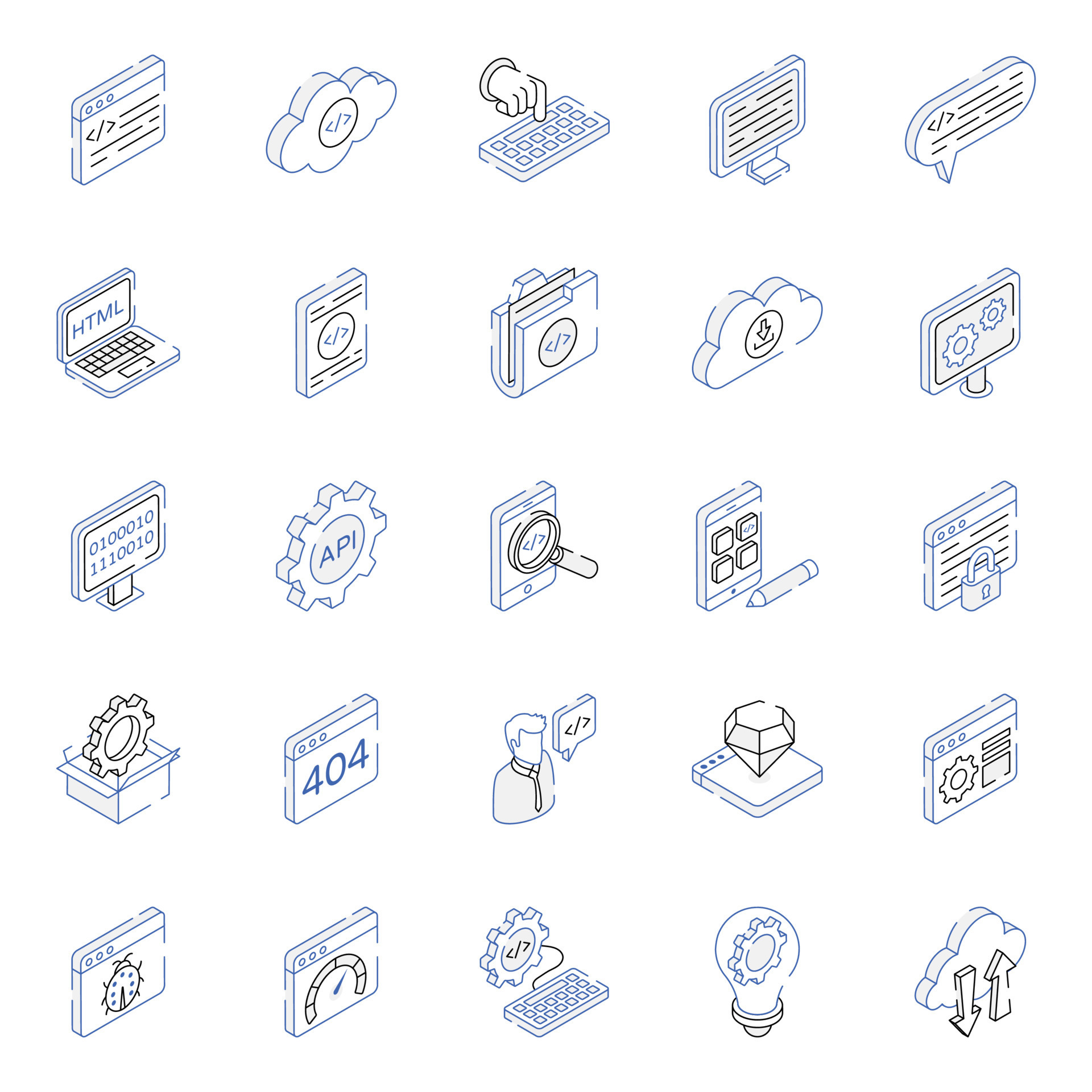 Isometric Icons of Software Development 7383953 Vector Art at Vecteezy