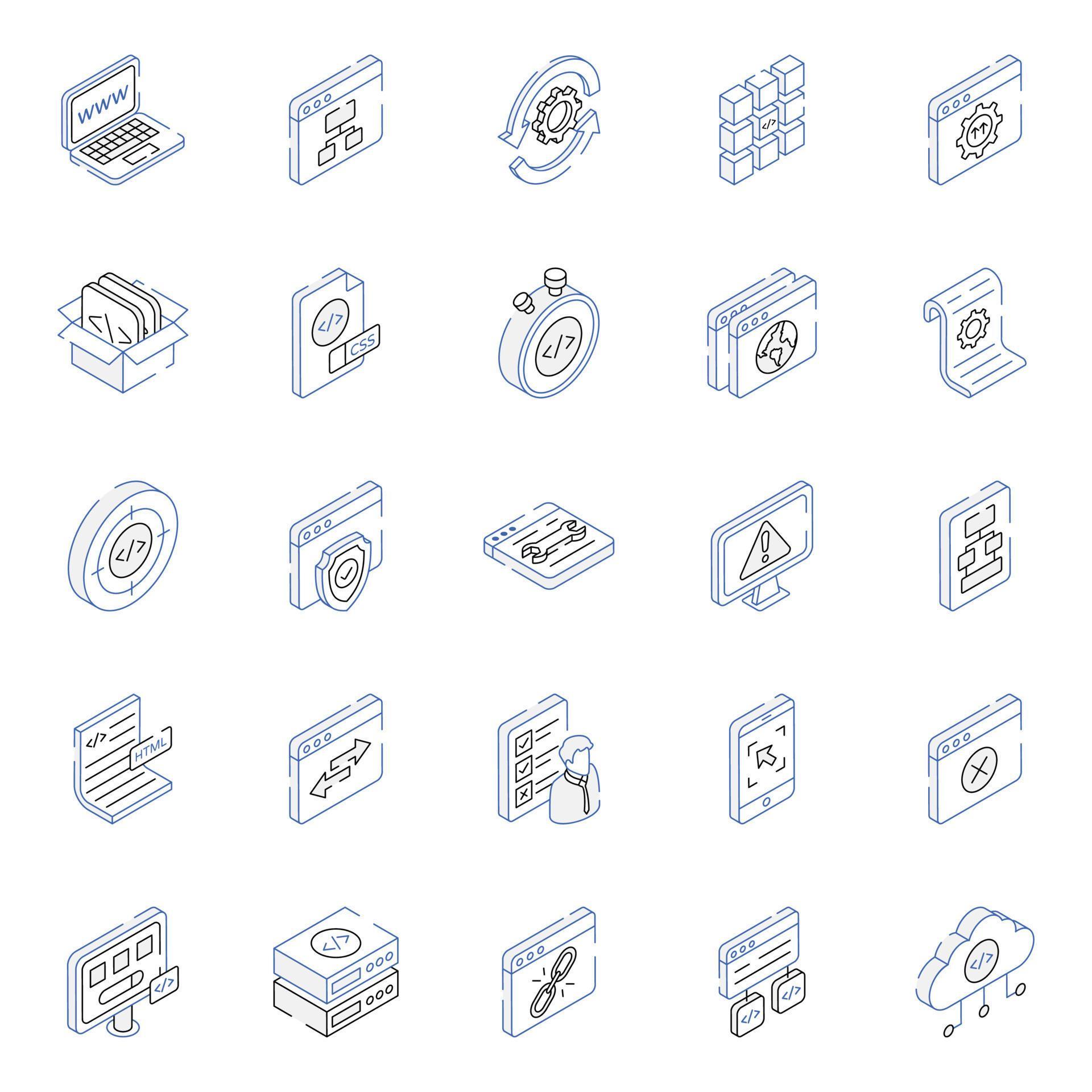 Web Development Isometric Icons Pack 7383980 Vector Art at Vecteezy