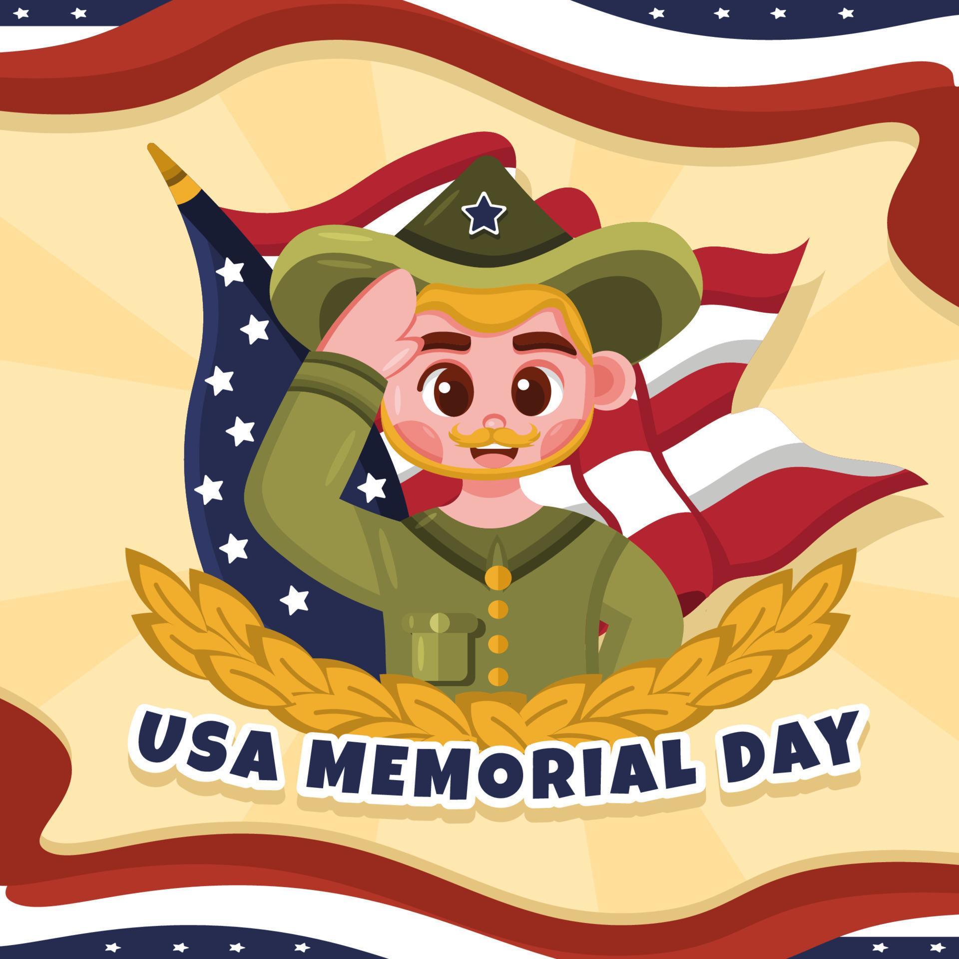 Veteran Soldier Saluting on Memorial Day USA 7384713 Vector Art at Vecteezy