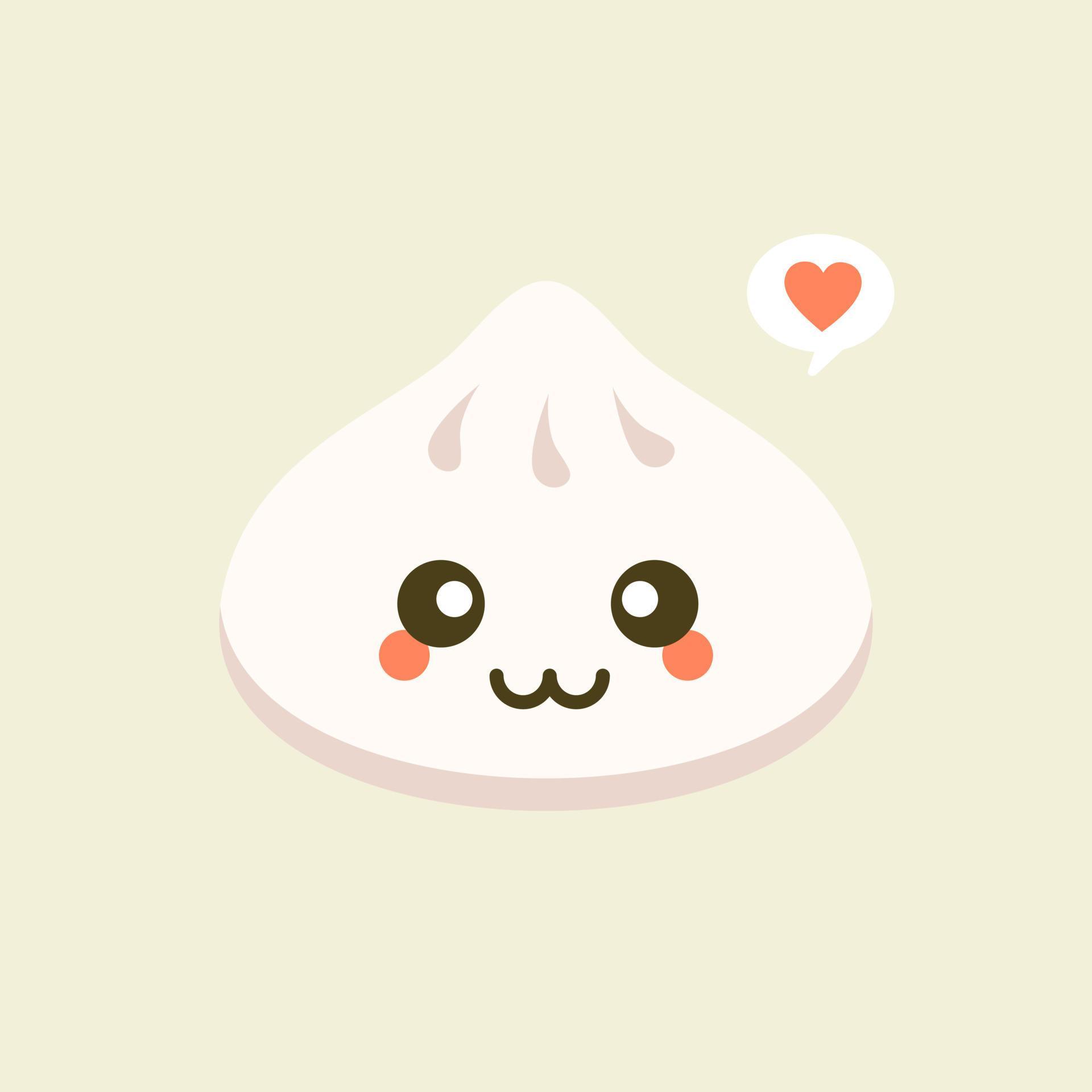 Chinese Dim Sum Cute Kawaii Vector Character Asian Traditional Dish