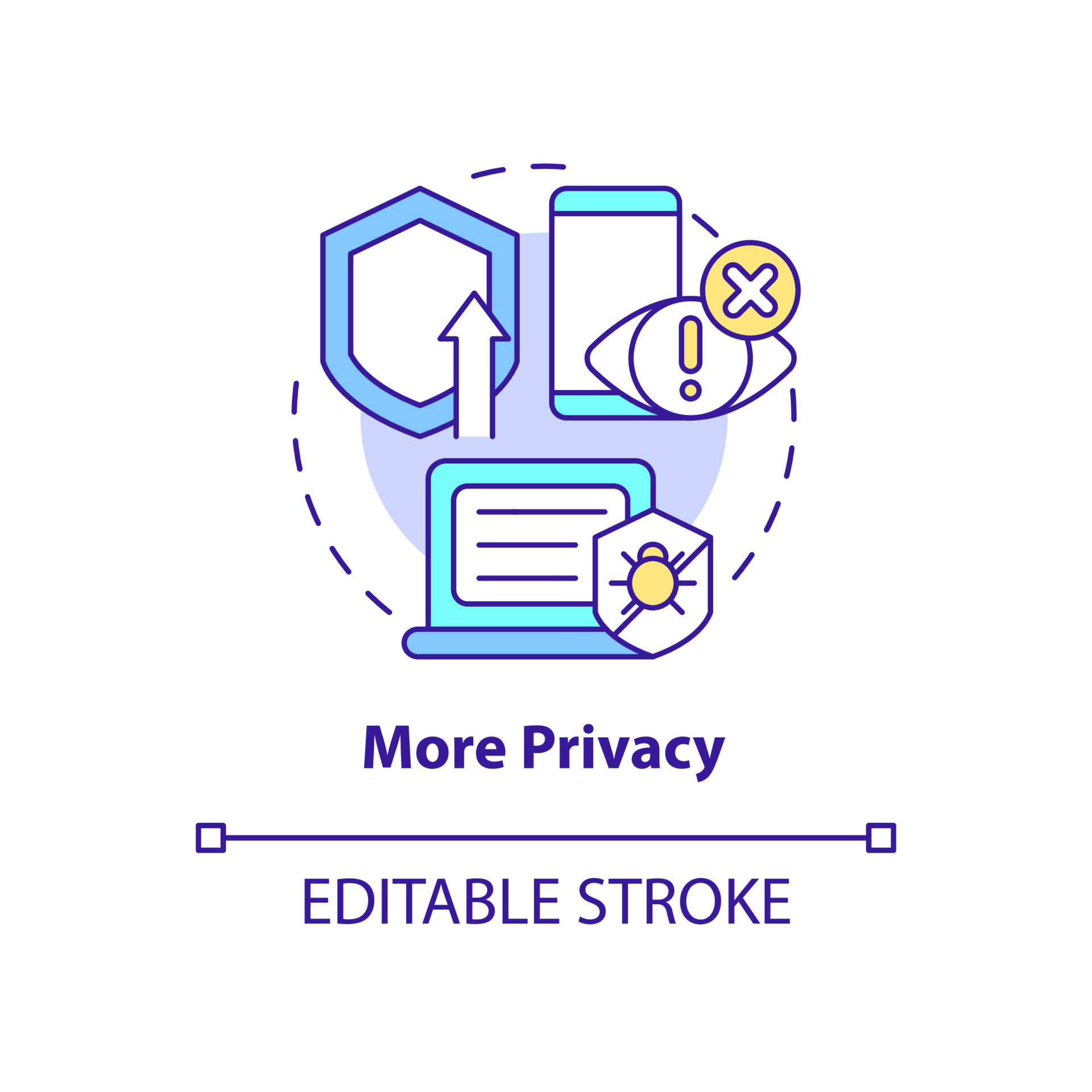 More Privacy Concept Icon Improved Cyber Protection From Bugs Web 3 0 Abstract Idea Thin Line