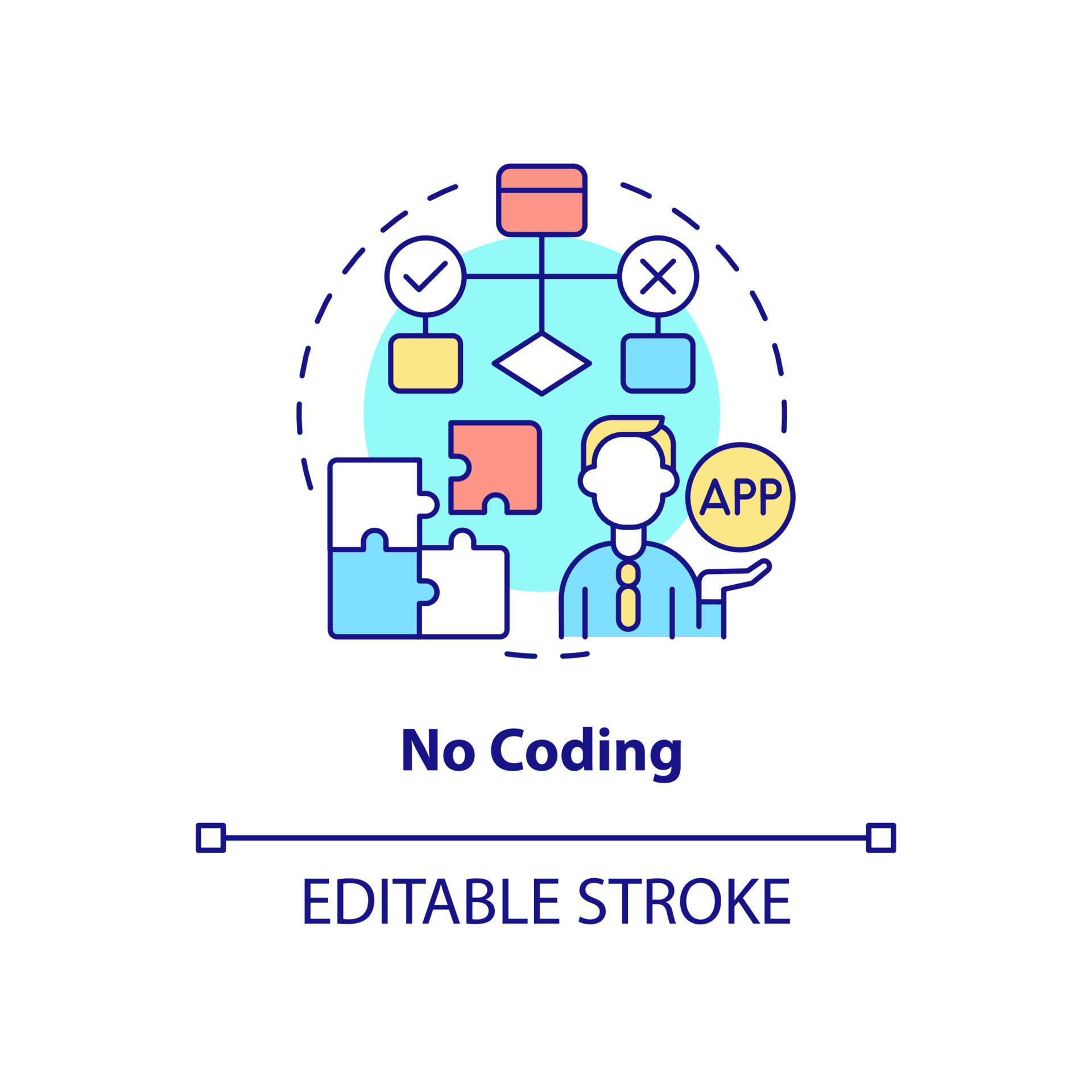 No coding concept icon. Build platform with low code requirements. Web ...